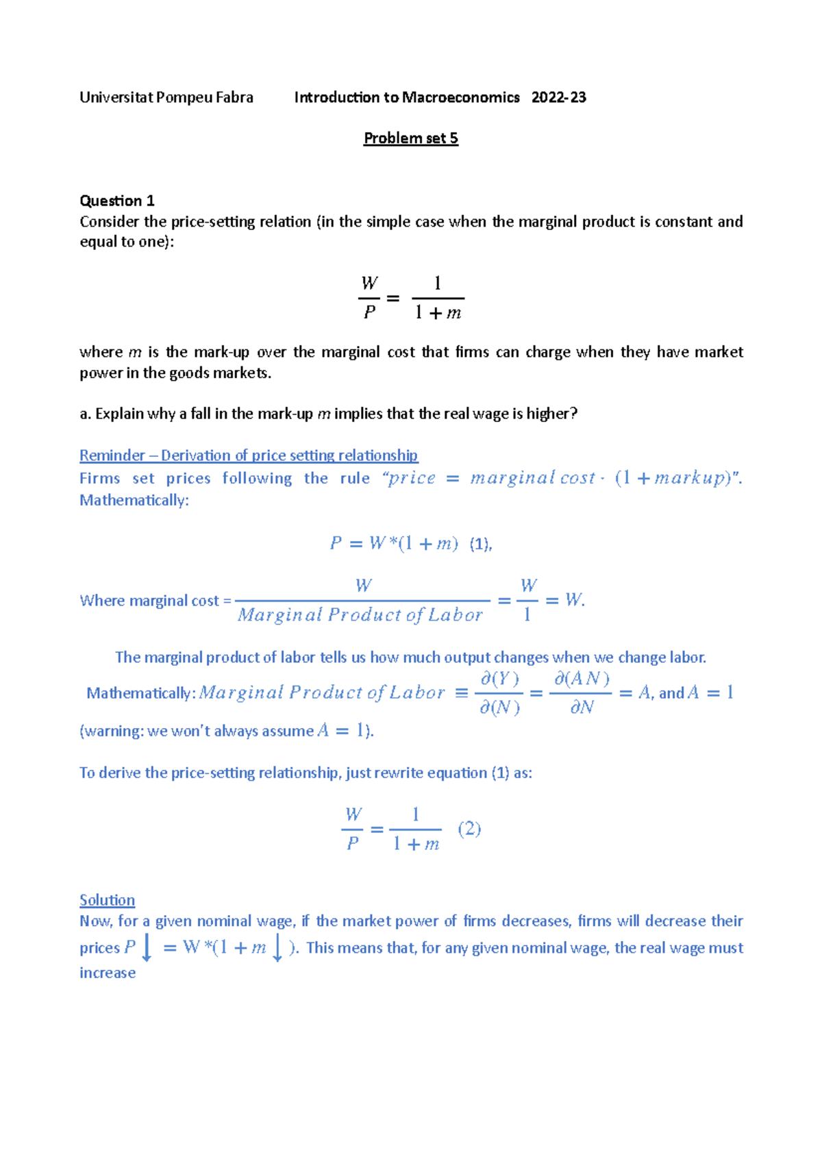 PS5 Solutions 2023 - Soluciones del Problem Set 5 - Universitat Pompeu Fabra Introduc)on to ...