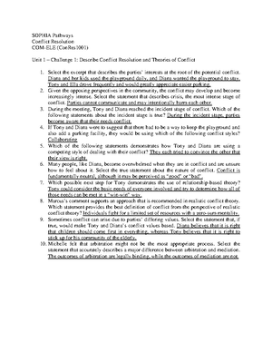 Unit 3 Challenge 3.1 Sophia Learning Conflict Resolution - After their long brainstorming ...