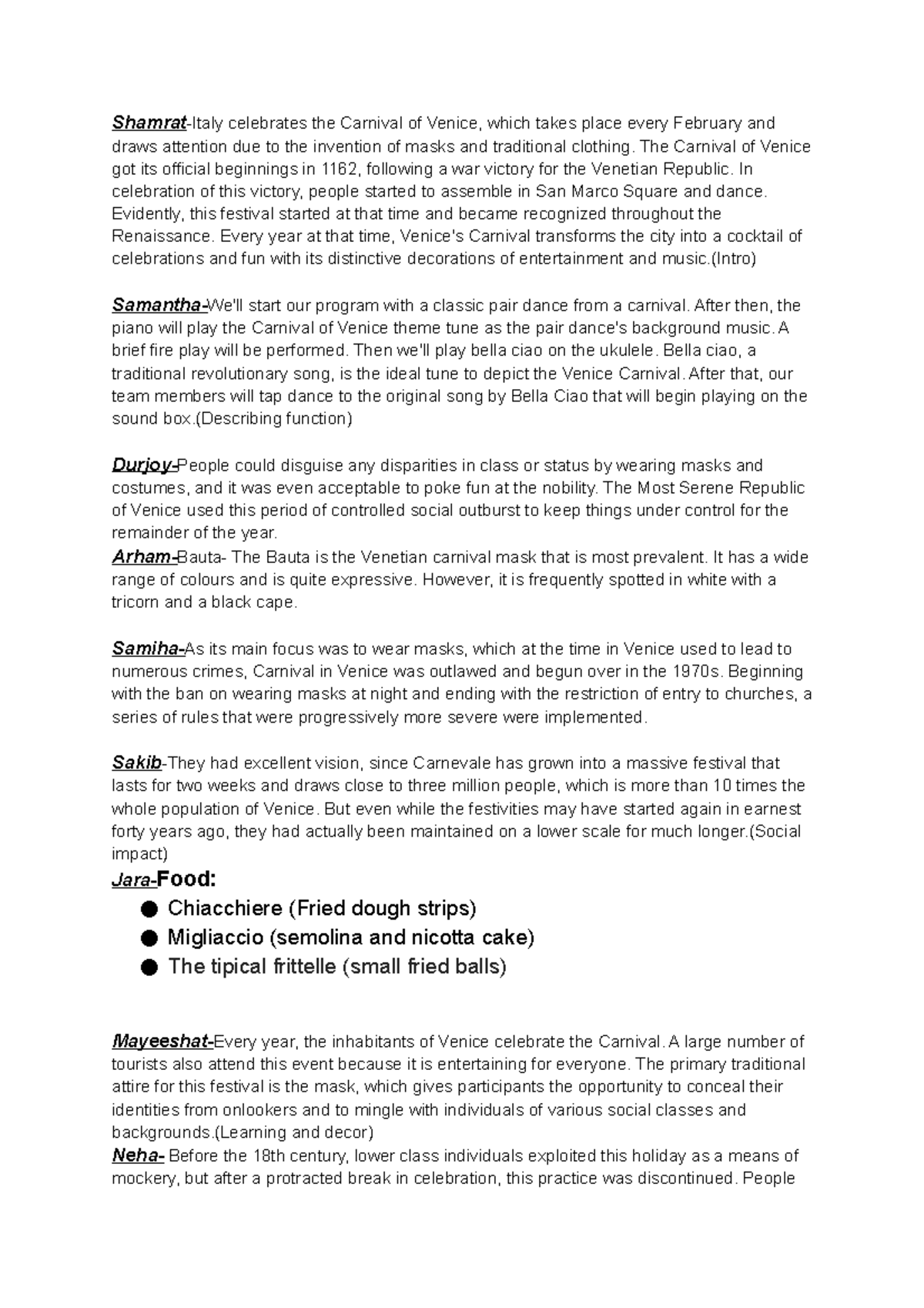 Script FOR Meraki - Shamrat -Italy celebrates the Carnival of Venice ...