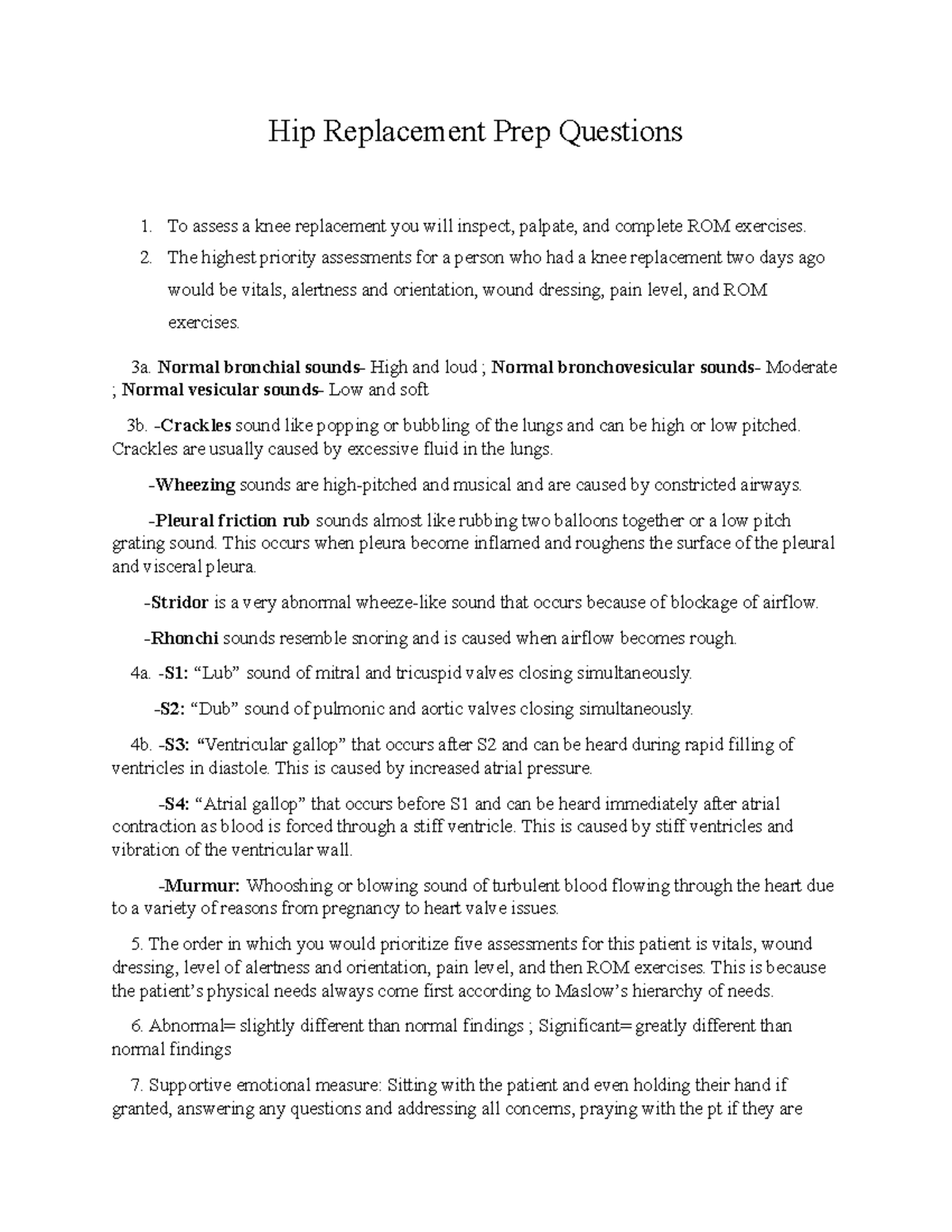 Clinical activity 1 Hip Replacement NP2 copy - Hip Replacement Prep ...