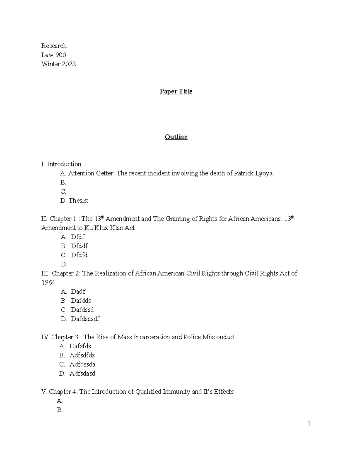 Outline and Annotated Bibliography - Research Law 900 Winter 2022 Paper ...