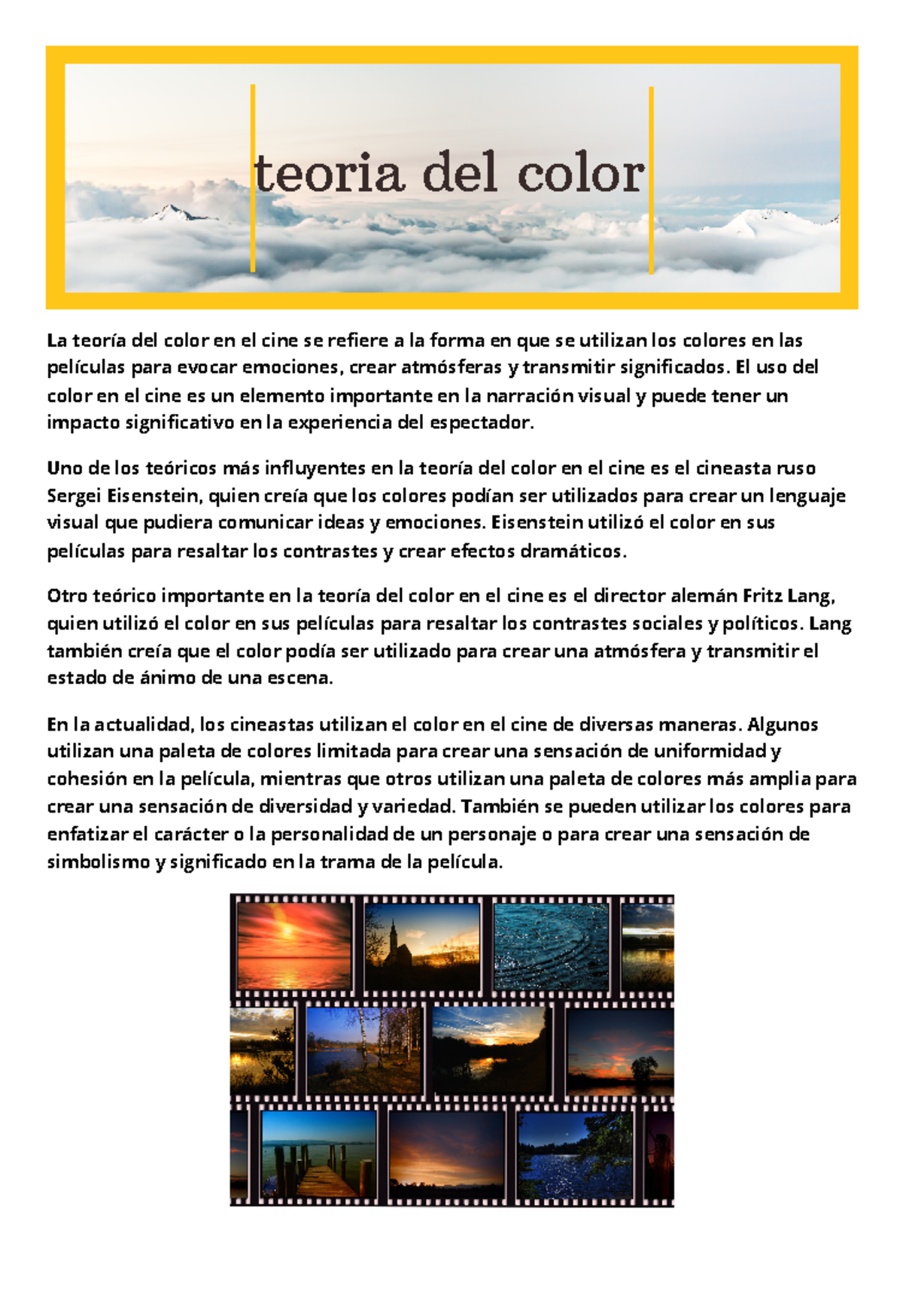 Teoria del color en el cine - El uso del color en el cine es un ...