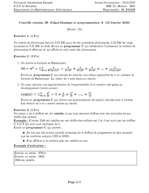 TP0 - Programmation 1 - TP1 Algorithmique et programmation 1 Pr.M Royaume du Maroc Université ...