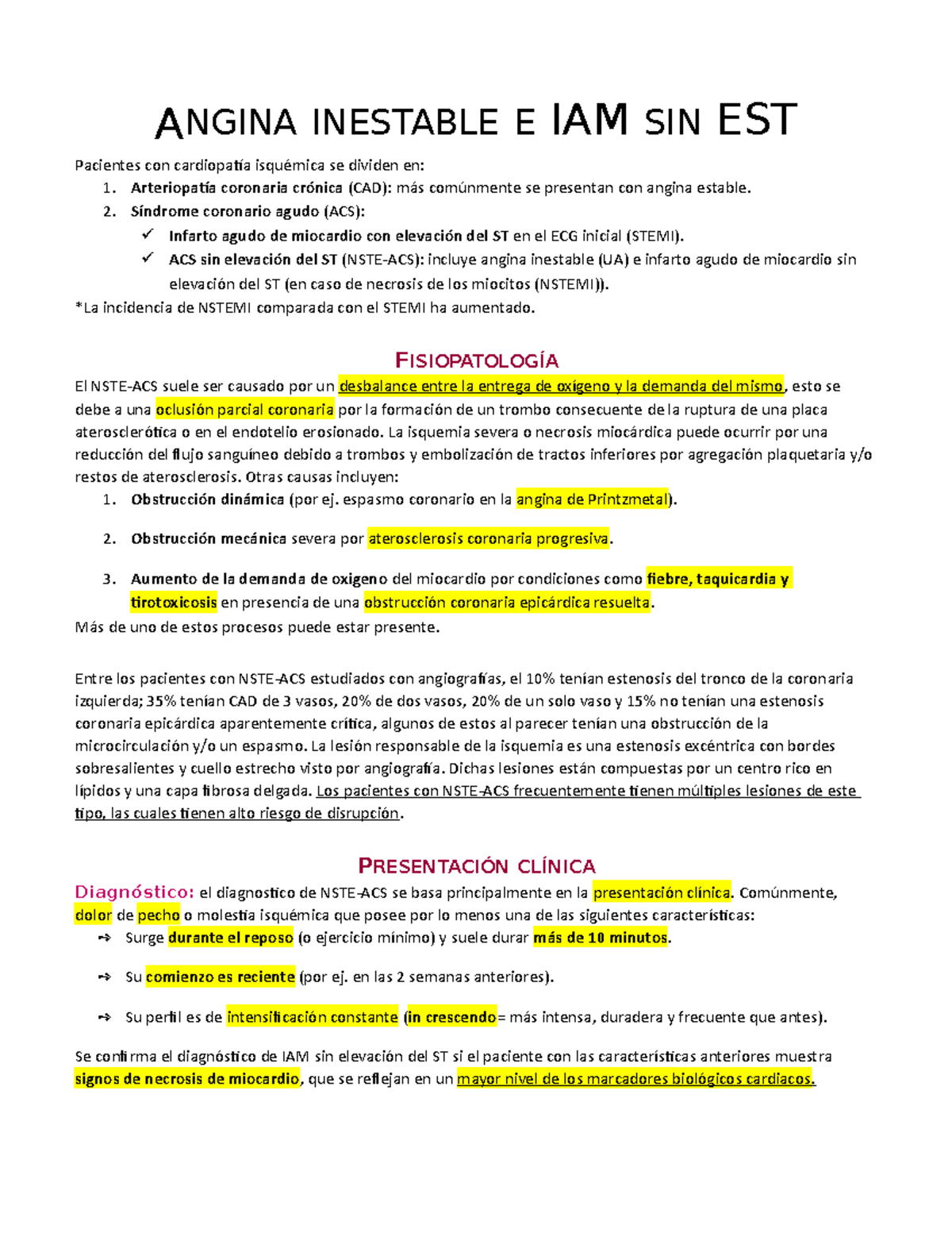 28. Angina inestable e Iamsest - ANGINA INESTABLE E IAM SIN EST ...