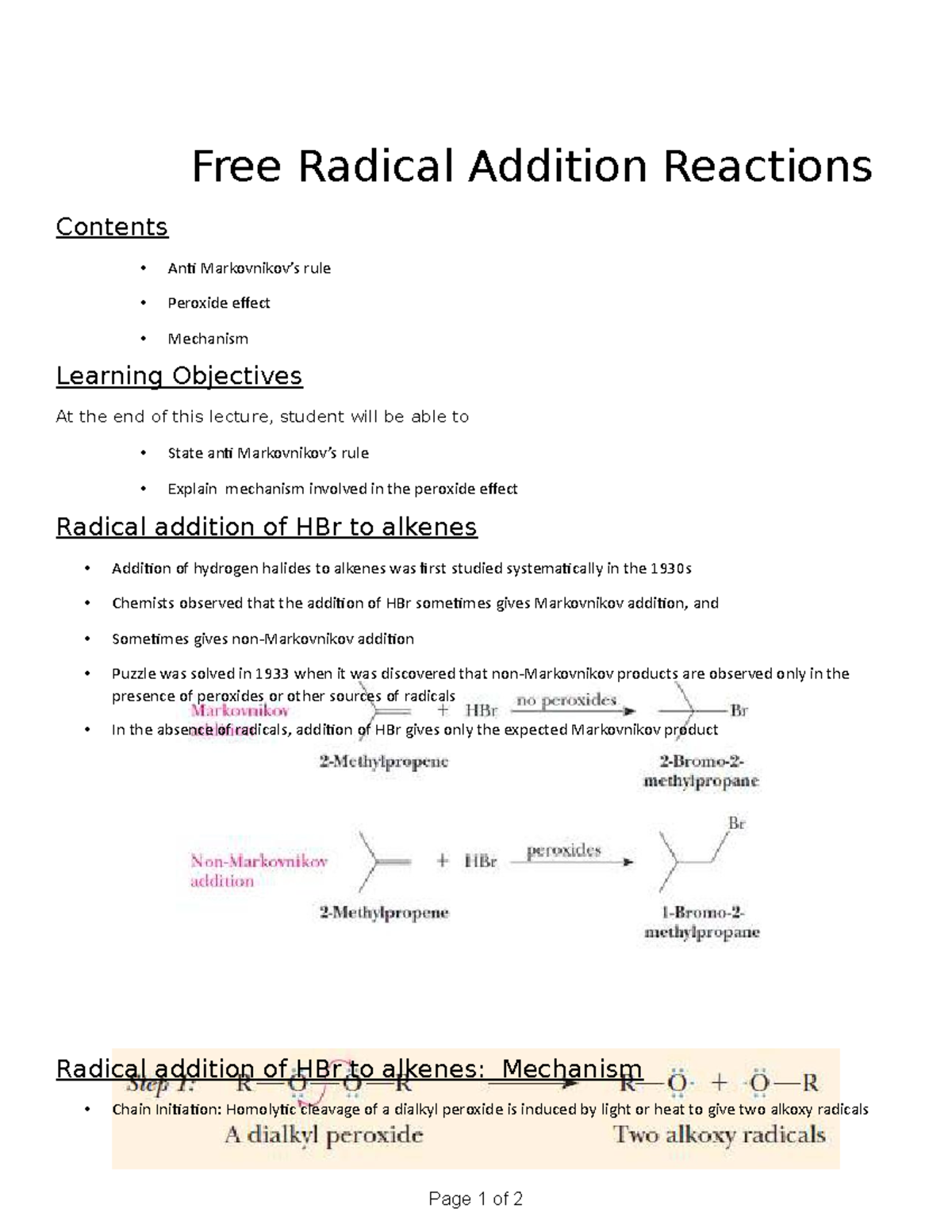 Chapter - 41 Free Radical Addition Reactions - Free Radical Addition ...