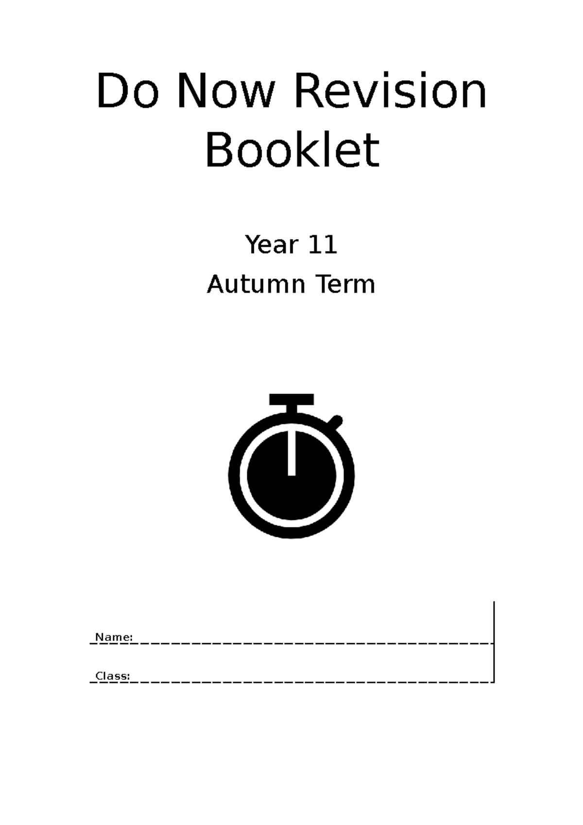REvision Activities booklet - Do Now Revision Booklet Year 11 Autumn ...