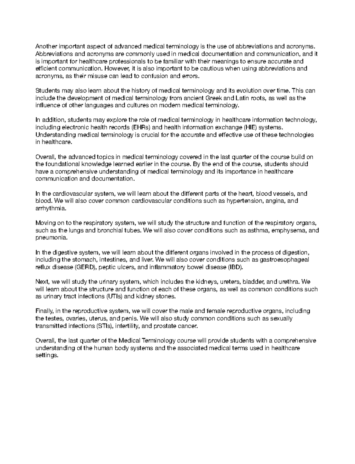 HSC 2531 - Medical Terminology, Part 6 - Another important aspect of ...