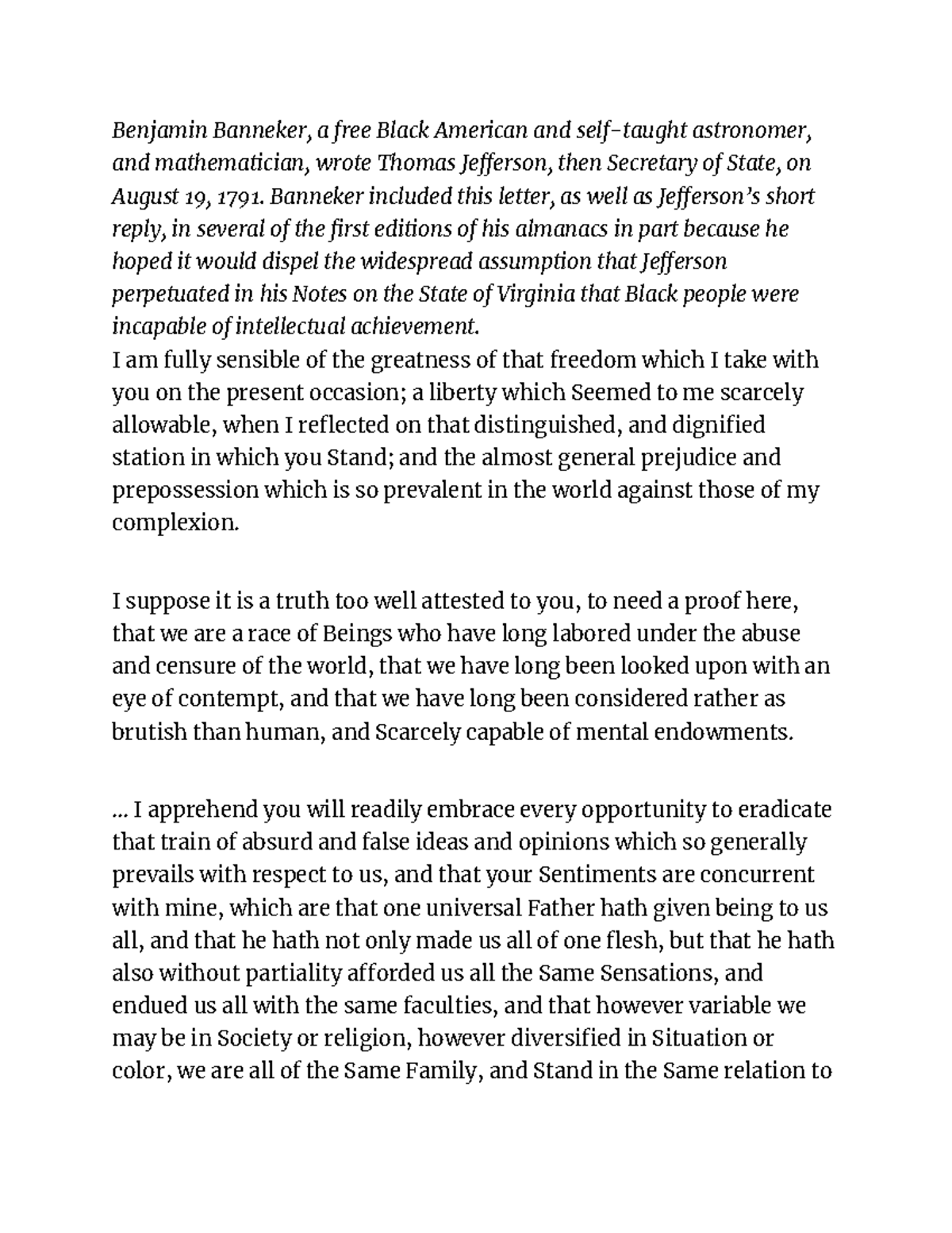 Benjamin Banneker Notes - Benjamin Banneker, a free Black American and ...