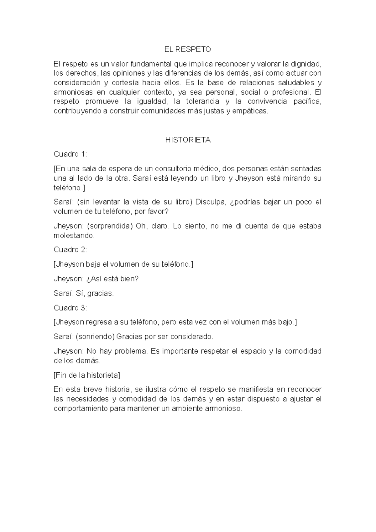 EL Respeto - esto te ayudara mucho ngracias - EL RESPETO El respeto es ...