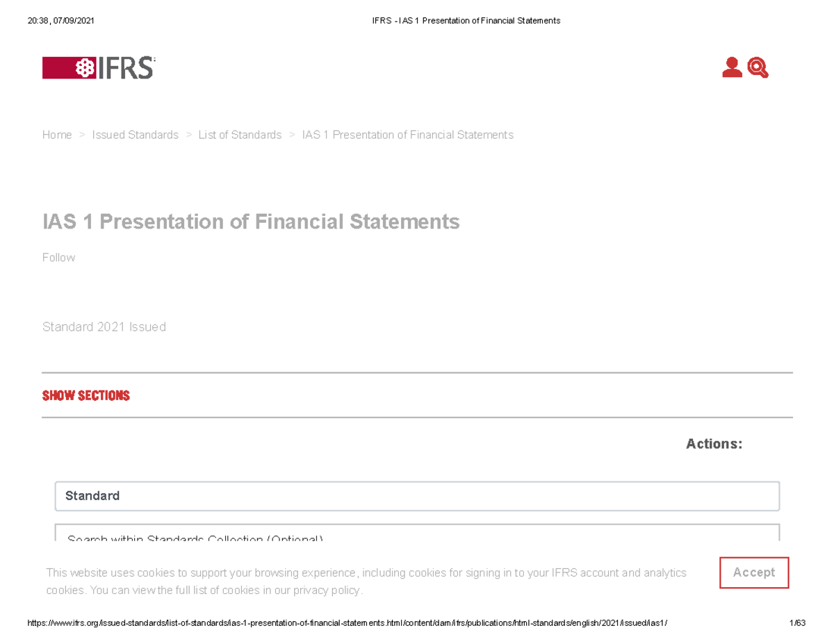 IFRS - IAS 1 Presentation of Financial Statements updated - SHOW ...