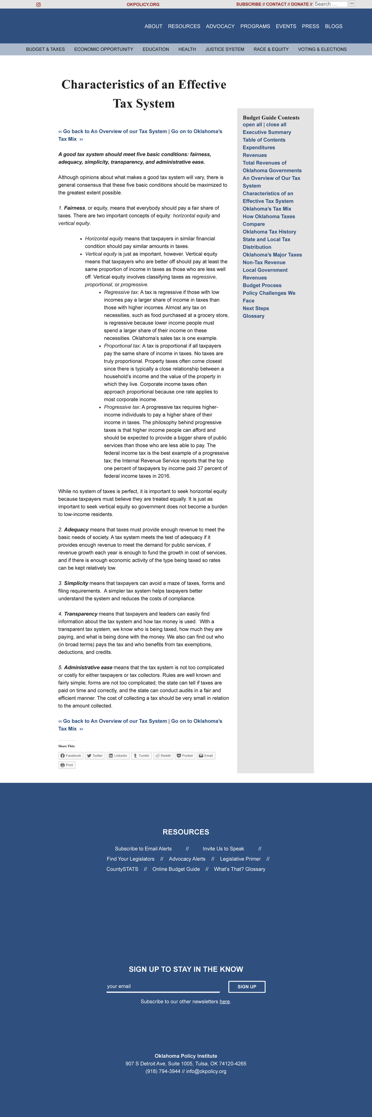 Characteristics of an Effective Tax System - Oklahoma Policy Institute ...