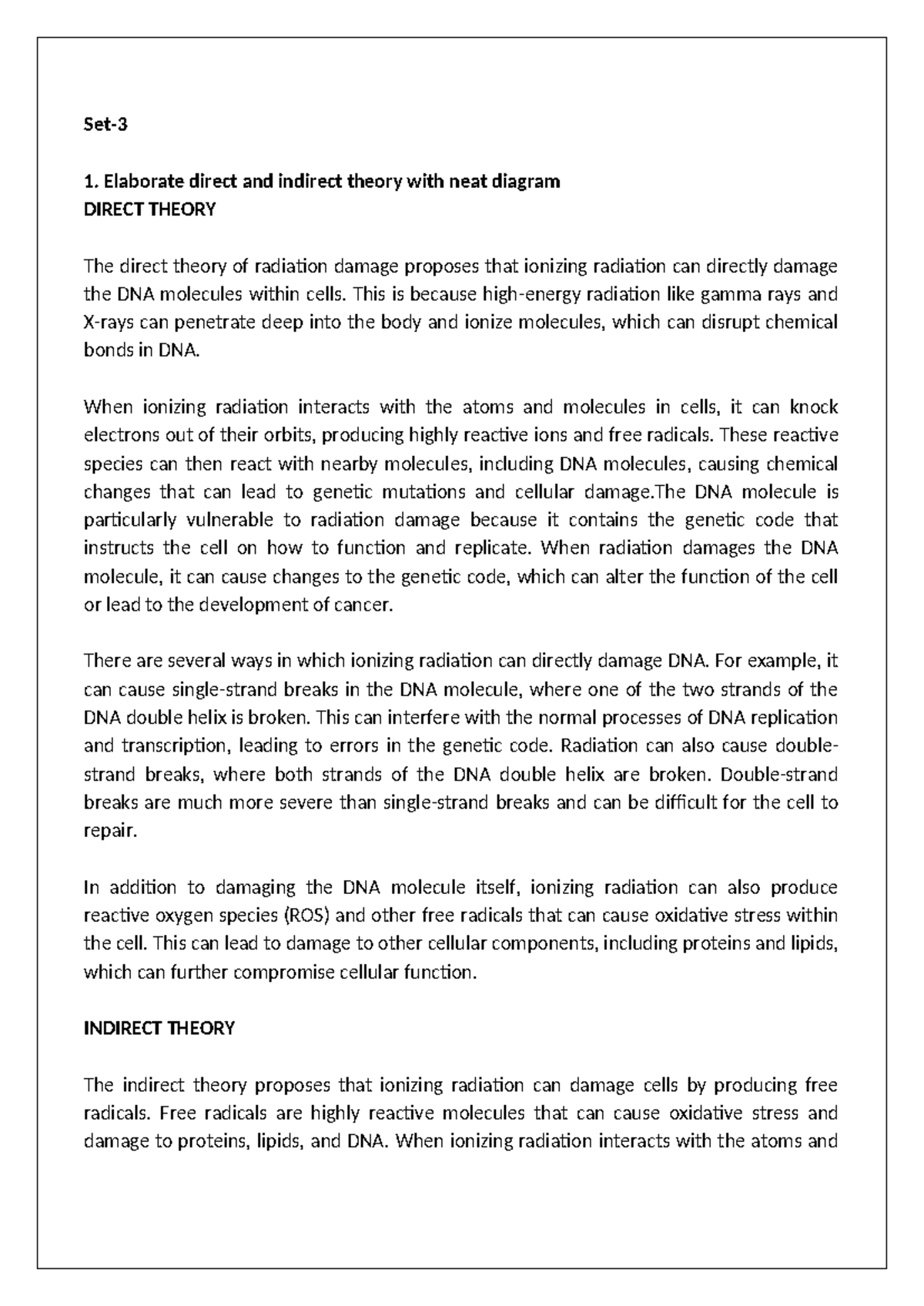 Set - 3 bio rad - Read - Set- Elaborate direct and indirect theory with ...