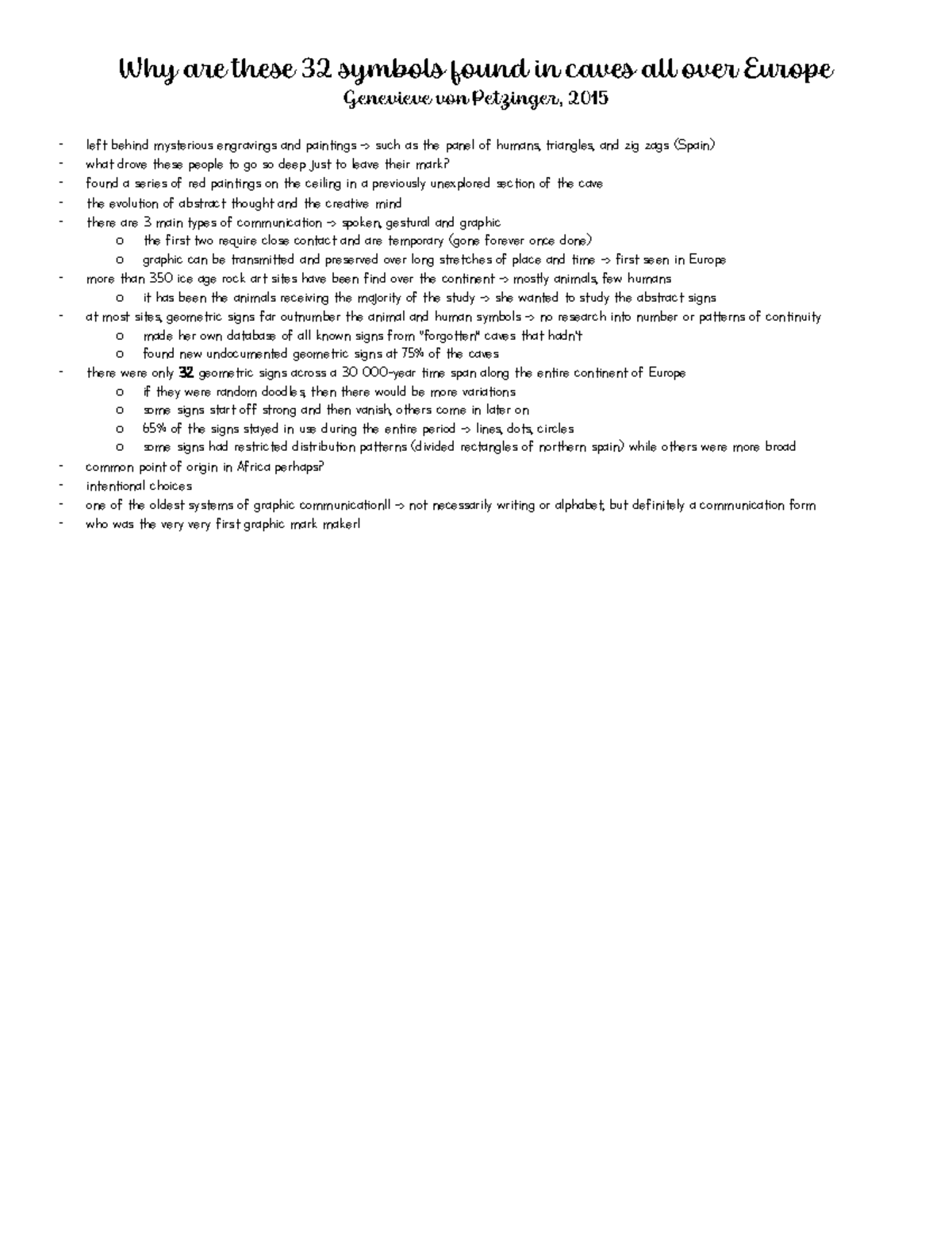 Von Petzinger TED Talk notes - Why are these 32 symbols found in caves ...