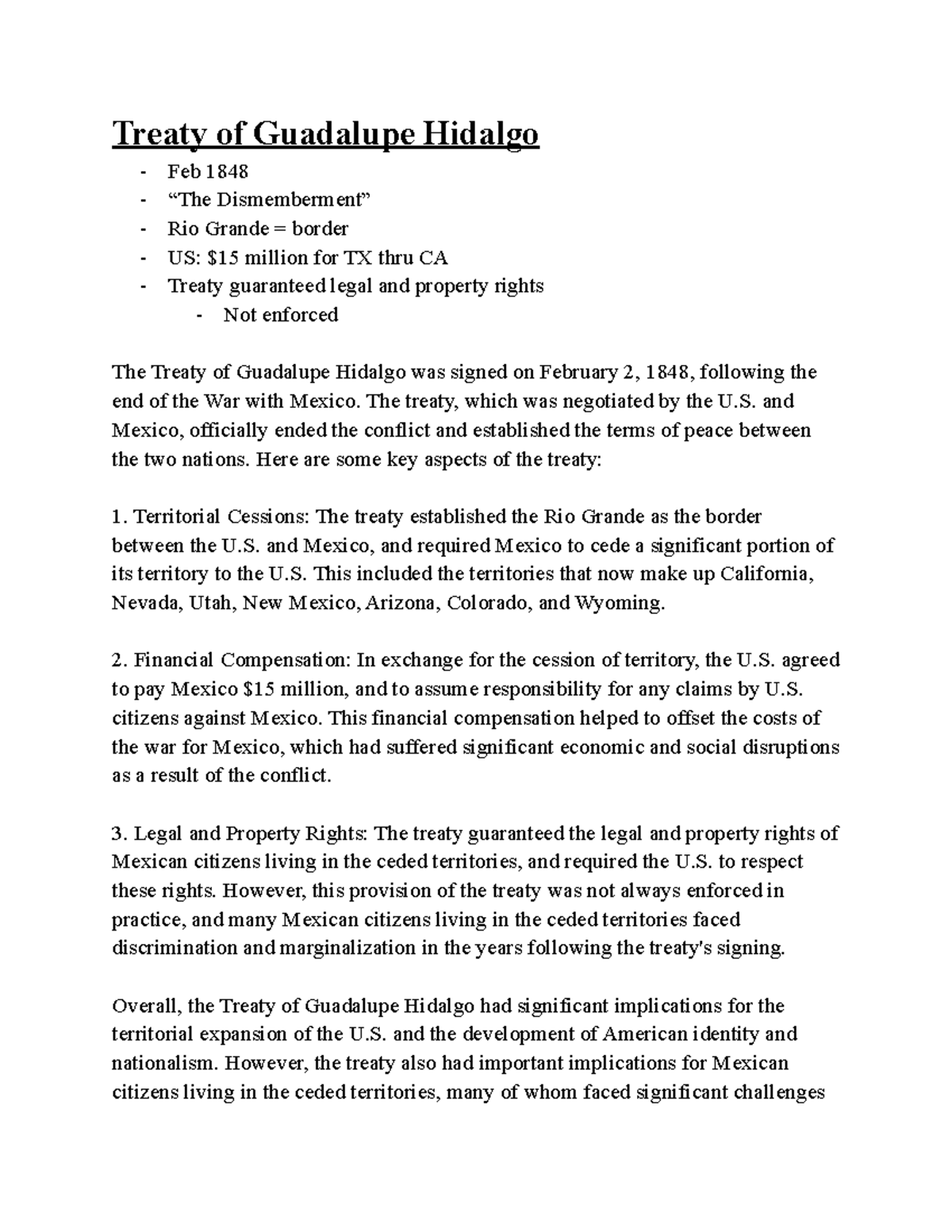 Treaty of guadalupe hidalgo