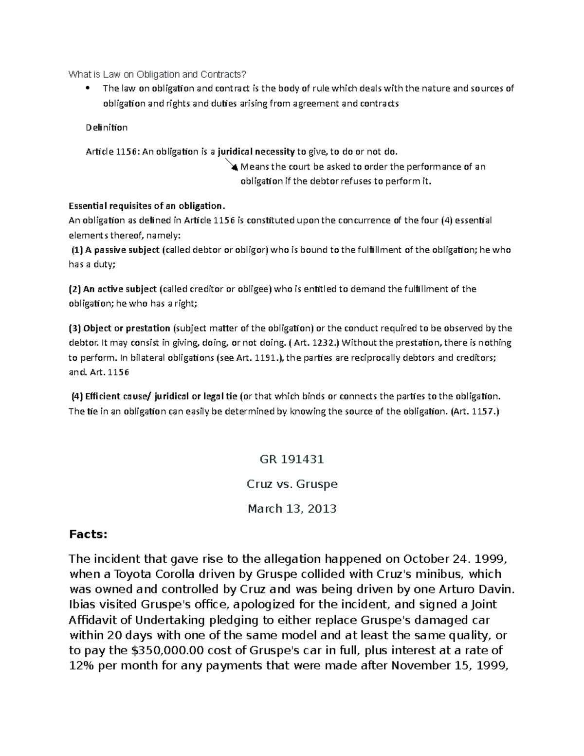 Obligation and Contracts - Means the court be asked to order the ...