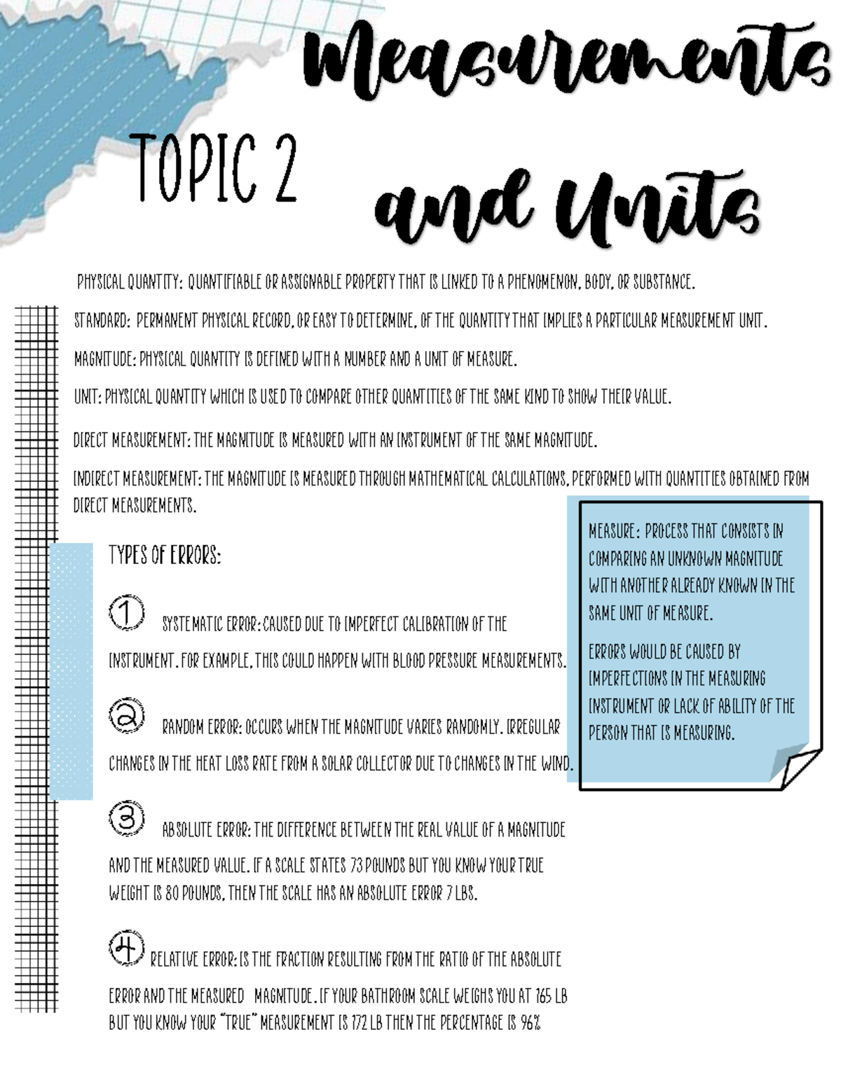 Topic 2 - Apuntes Measurements and Units - Matter and Energy ...
