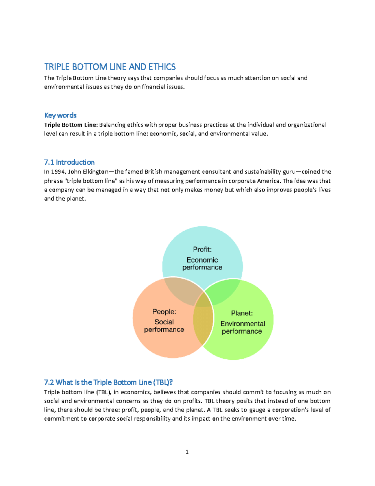 7. 2021 - Triple Bottom Line and Ethics[ 3734] - 1 TRIPLE BOTTOM LINE ...