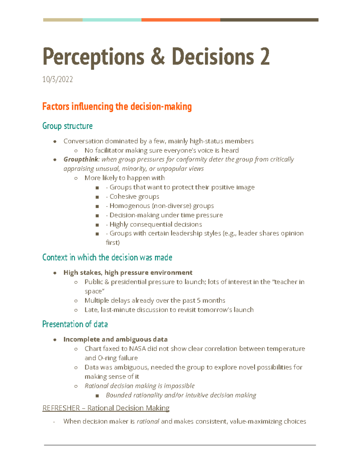 11-Perceptions and Decisions 2 - Perceptions & Decisions 2 10/3 ...