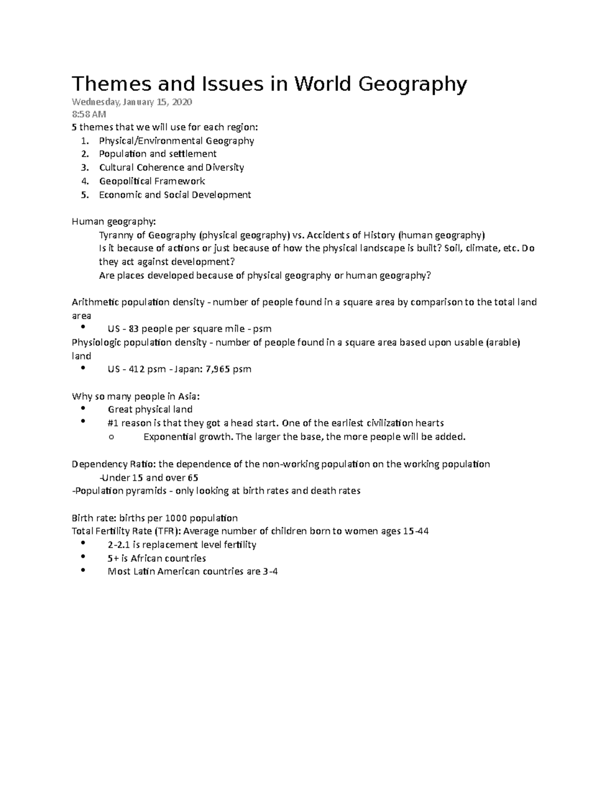 Themes and Issues in World Geography - Themes and Issues in World ...
