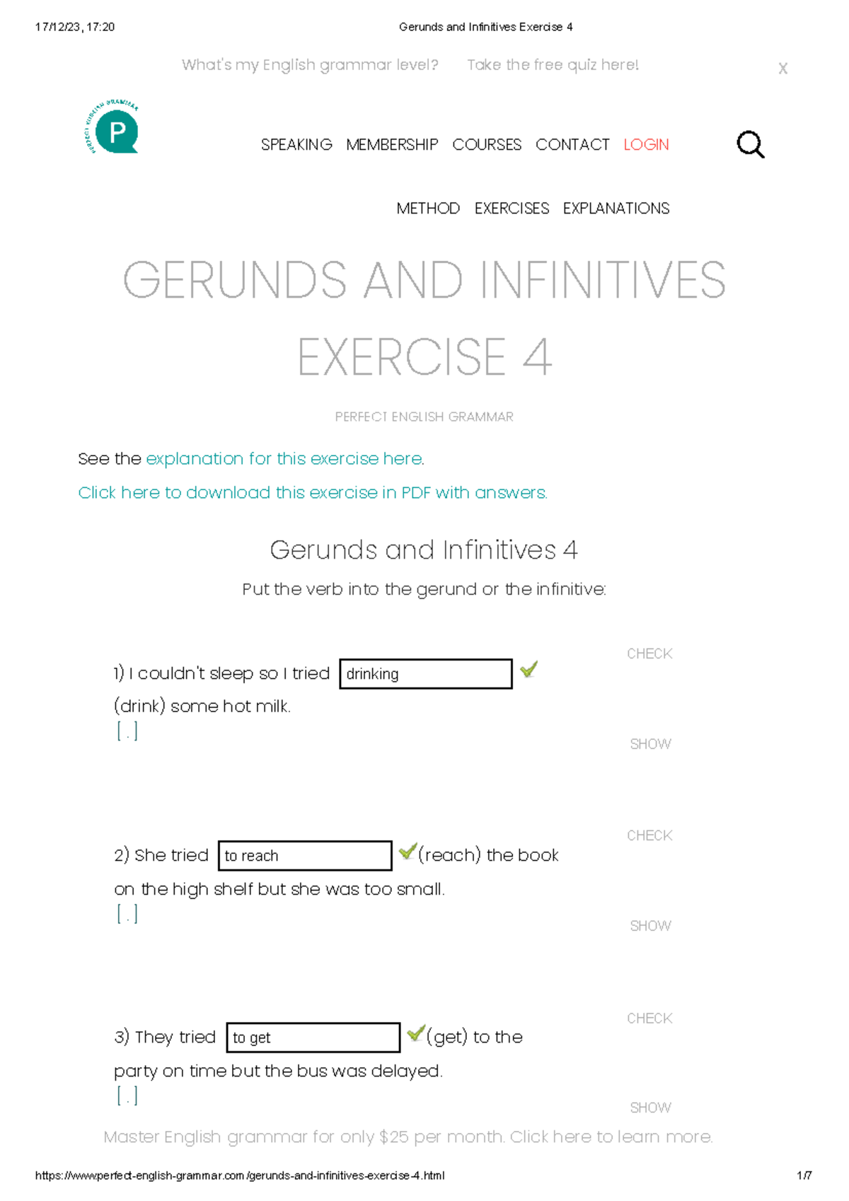 Gerunds and Infinitives Exercise 4 - GERUNDS AND INFINITIVES EXERCISE 4 ...