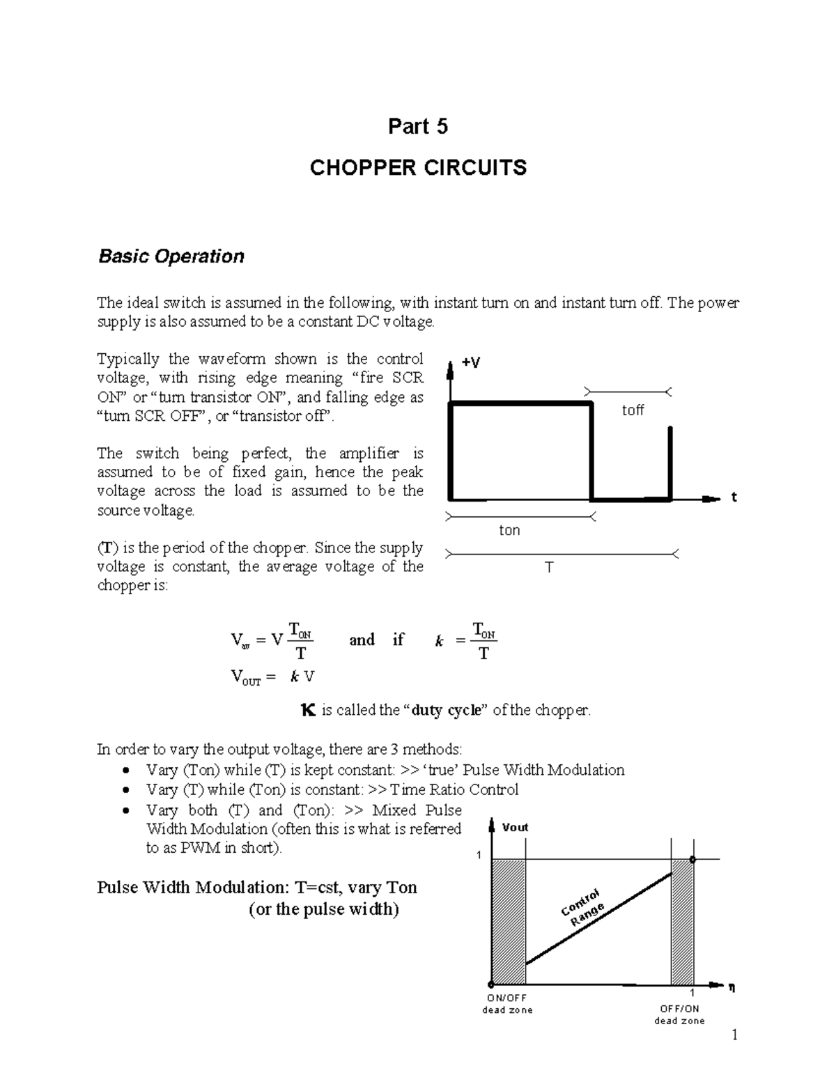 5- Choppers - Lecture notes 5 - Part 5 CHOPPER CIRCUITS Basic Operation ...