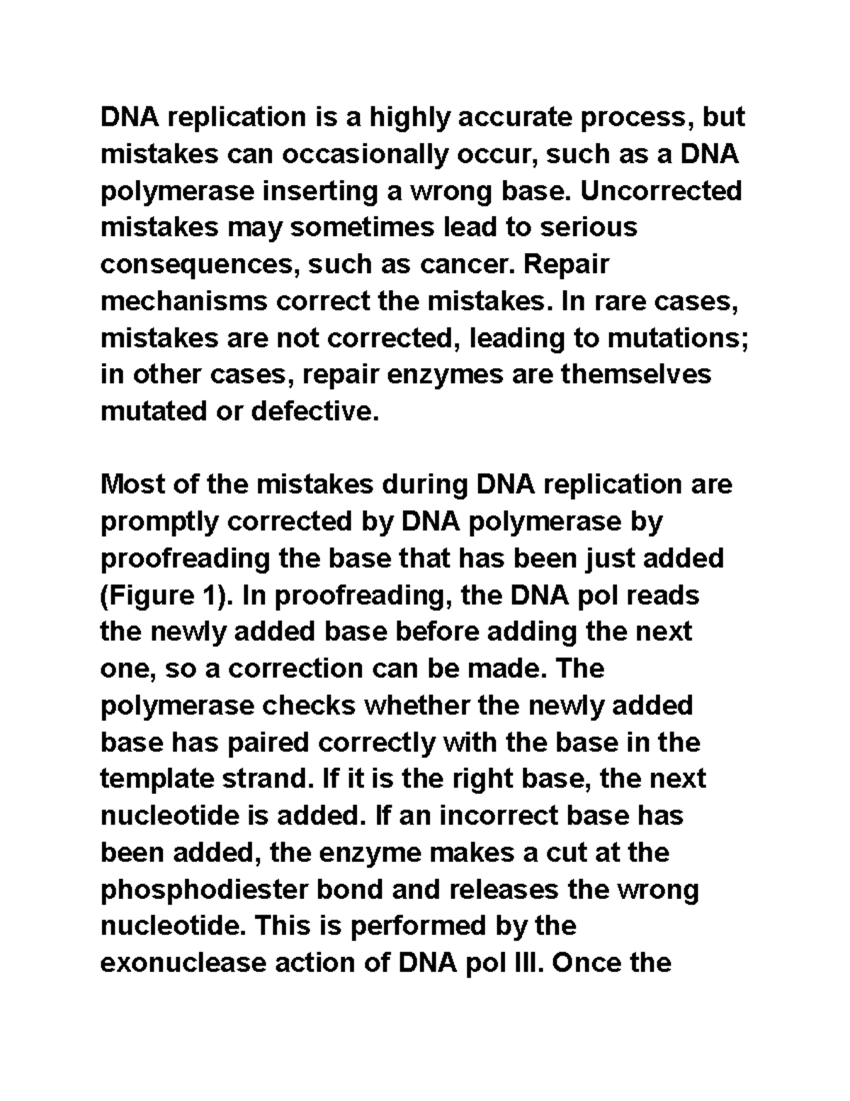 BIOL 1345 Module 12 DNA Repair - DNA replication is a highly accurate ...