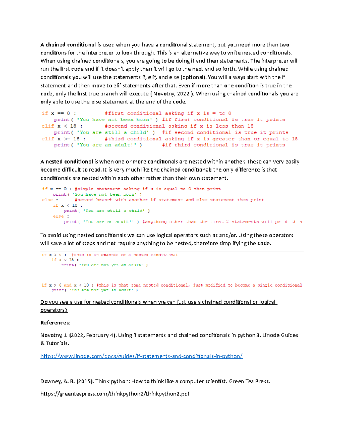 Cs Discussion 3 Work A Chained Conditional Is Used When You Have A Conditional Statement