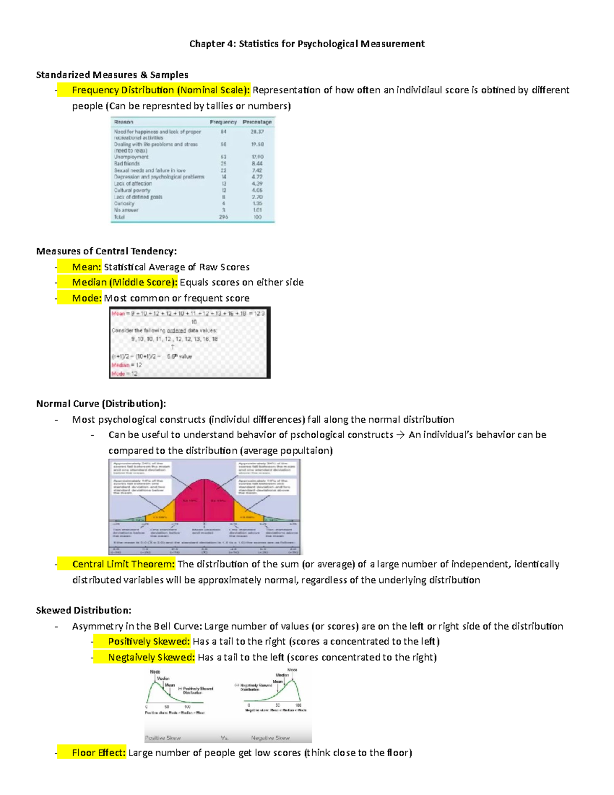 CH4 Statistics for Psychological Measurement - Chapter 4: Statistics ...