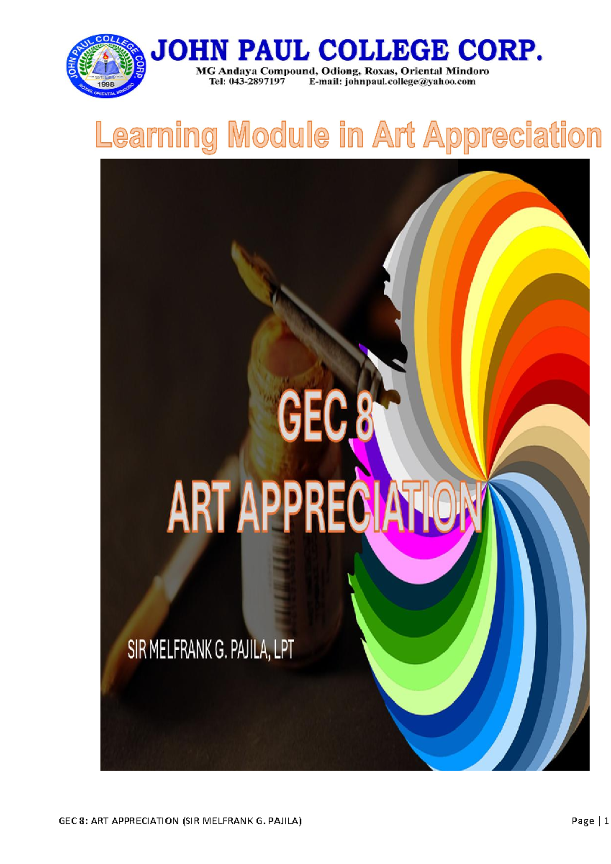 EDA- Front-PAGE - FRO9NT - LESSON 6 ARTS IN ASIA TOPICS 1. Culture and ...