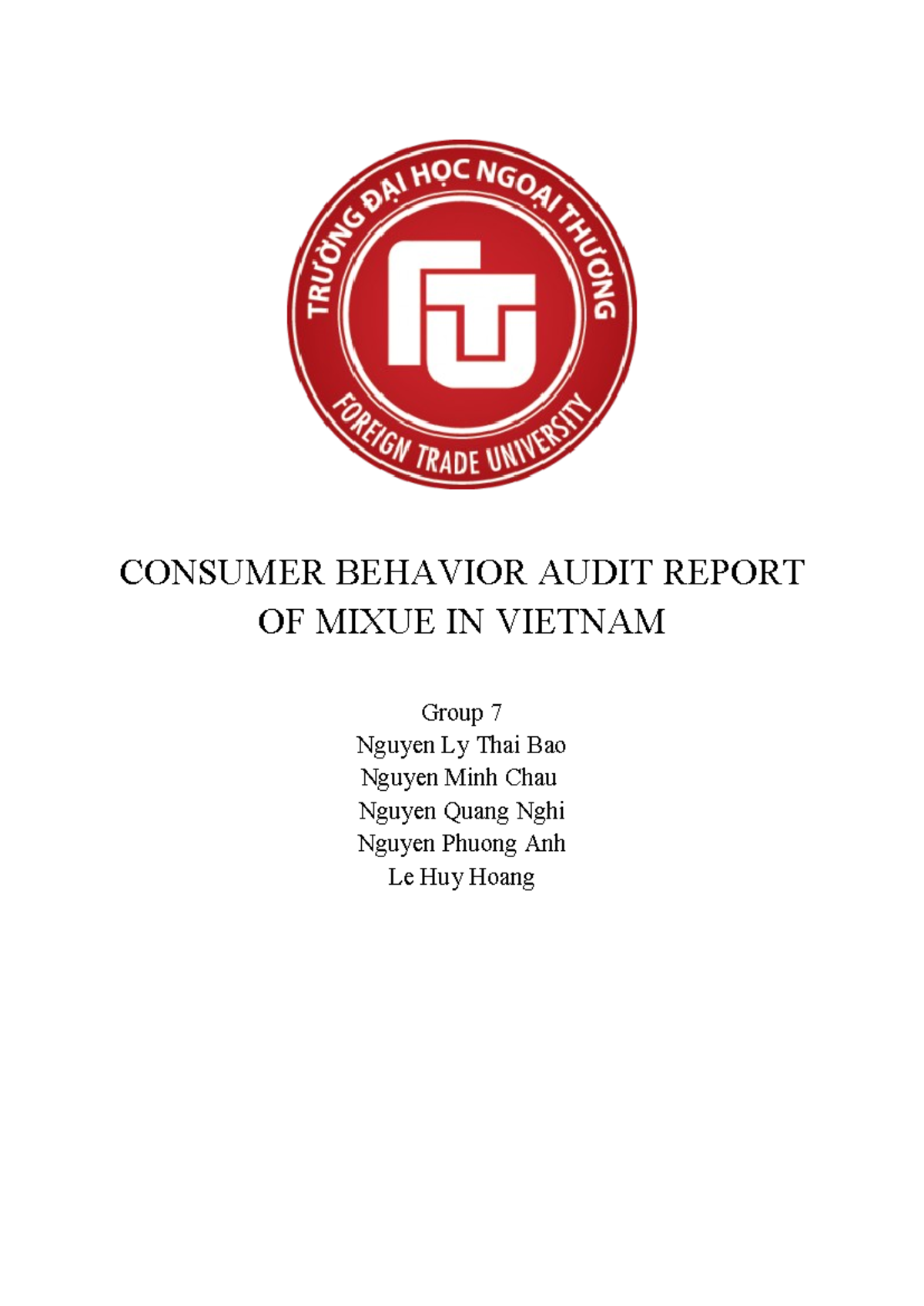 Consumer behavior audit group 7 - CONSUMER BEHAVIOR AUDIT REPORT OF ...