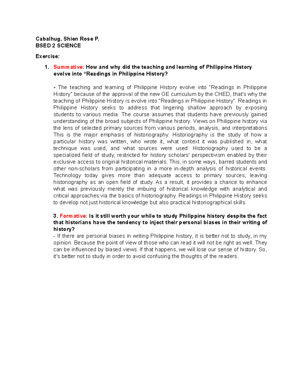 Cabalhug - Preliminaries in Philippine History - Cabalhug, Shien Rose P ...