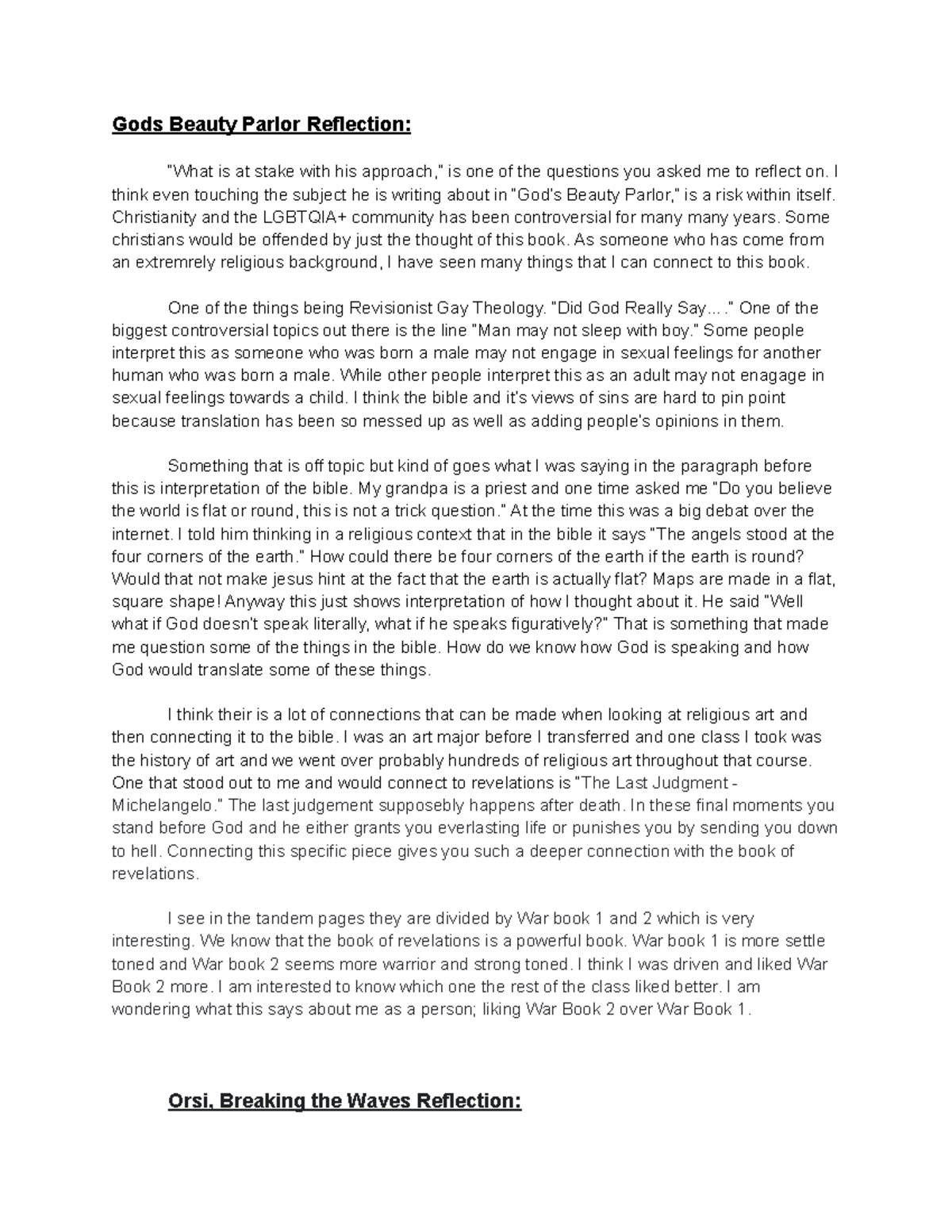 First Reflection-2 - Reflection of books in religion - Gods Beauty ...