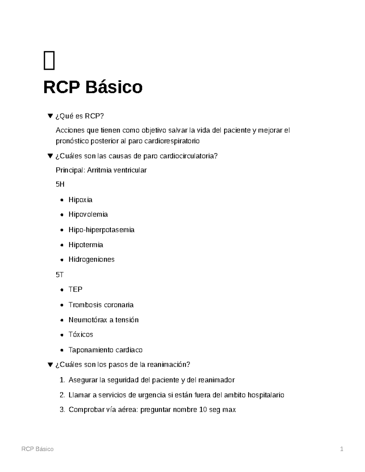 2.1. RCP Basico - RCP Básico ¿Qué es RCP? Acciones que tienen como ...