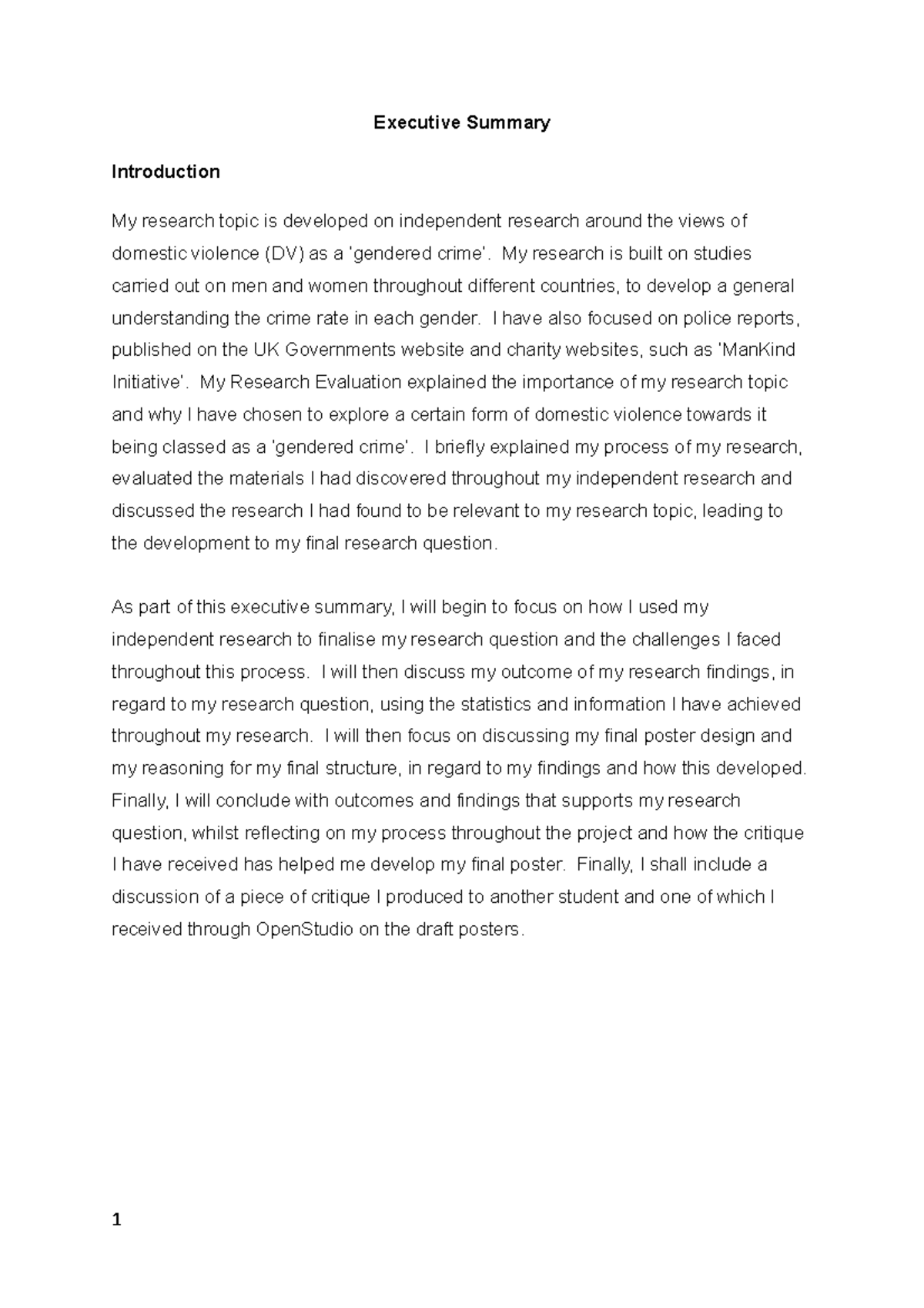 EMA - Final EMA - Executive Summary Introduction My research topic is ...