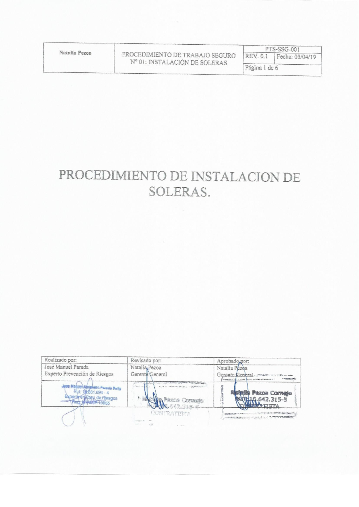 Procedimiento soleras - Natalia Pezoa PROCEDIMIENTO DE TRABAJO SEGURO REV. 0 Fecha: 01 ...