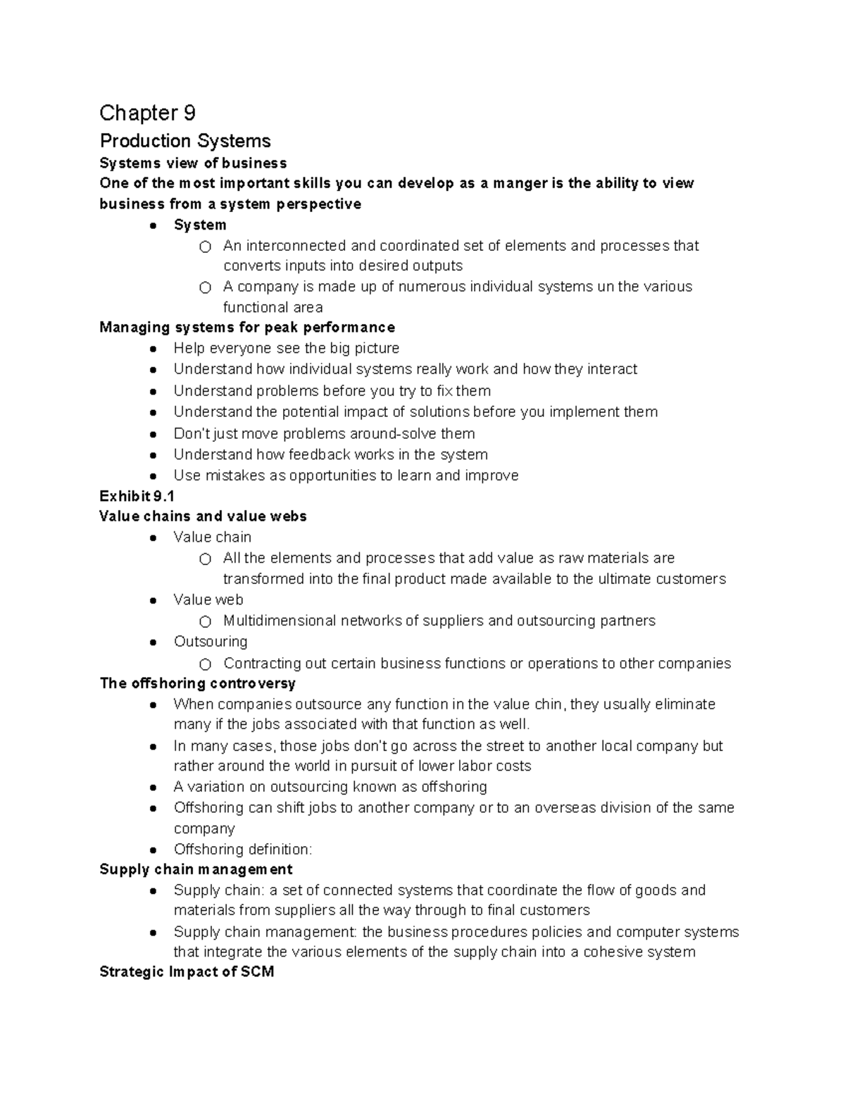 Chapter9 Lecture Notes - Chapter 9 Production Systems Systems view of ...
