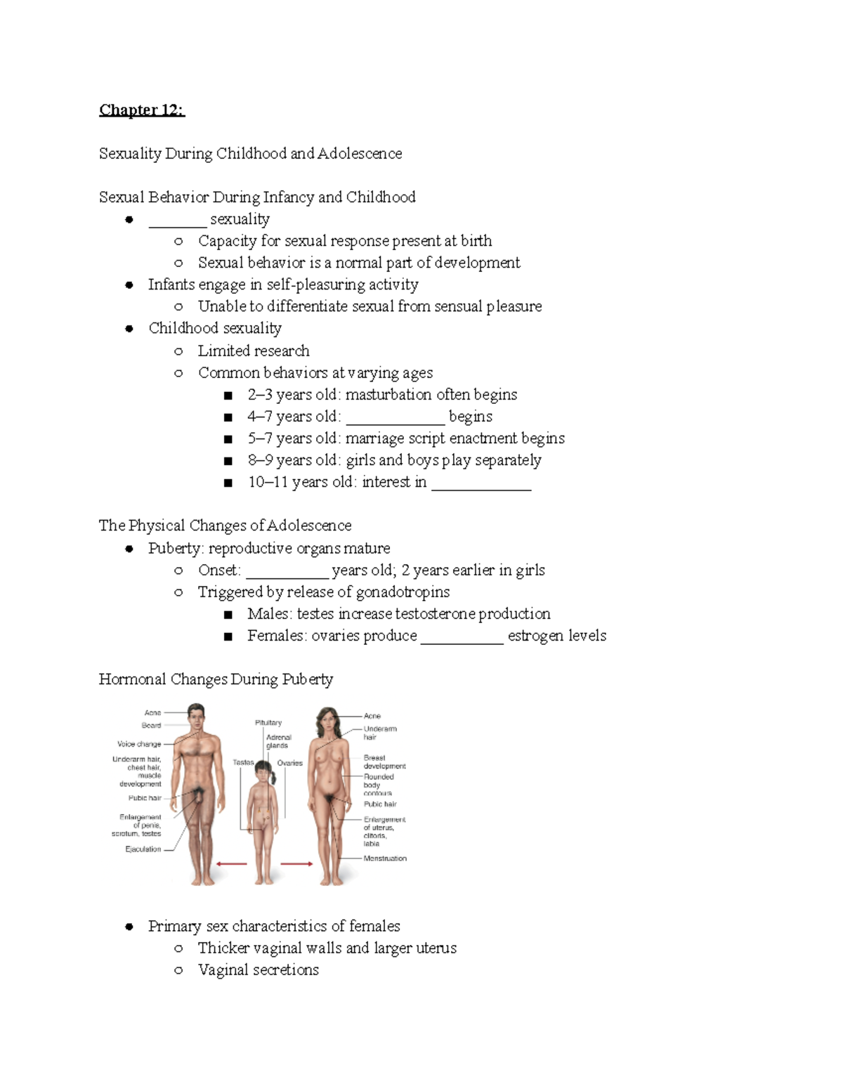 HSC4133 Chapter 12 - Chapter 12: Sexuality During Childhood and ...