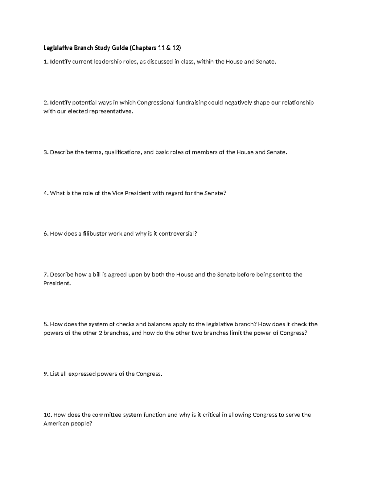 Legislative+Branch+Study+Guide - Legislative Branch Study Guide ...