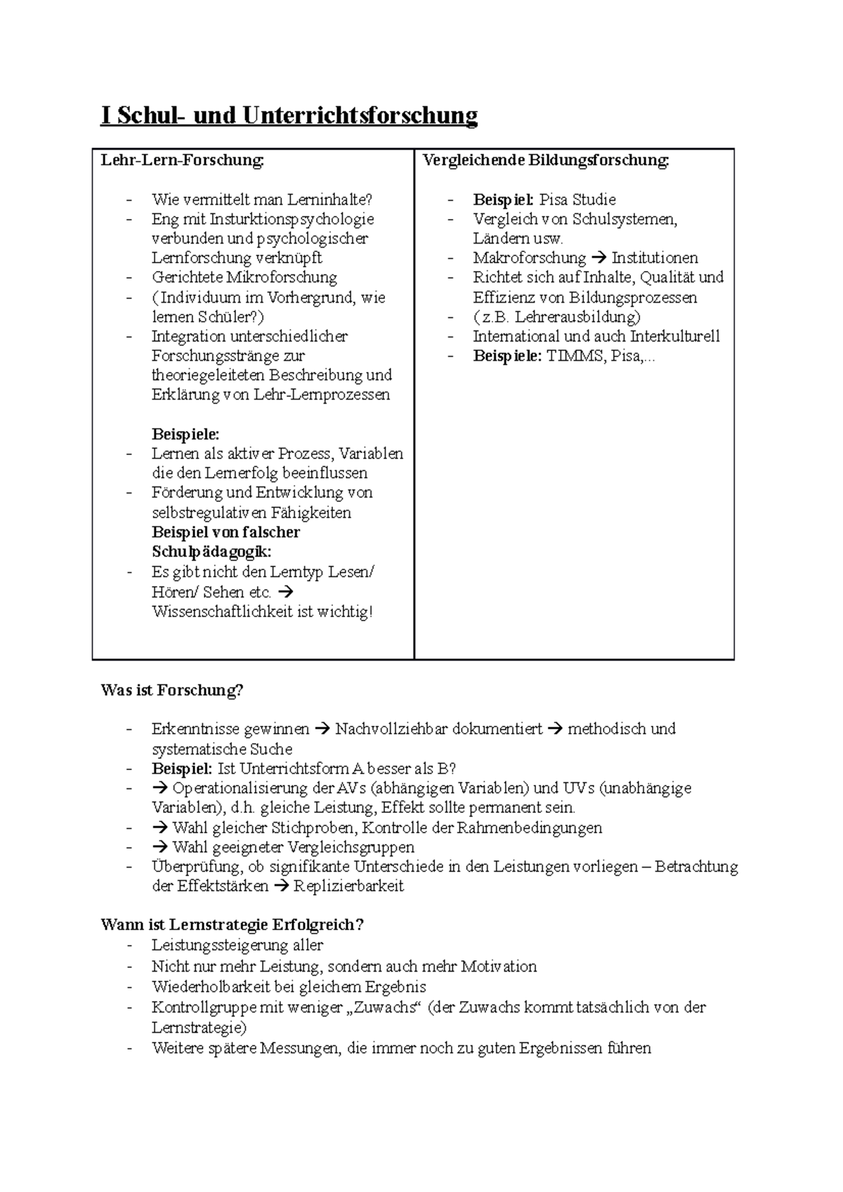 Zusammenfassung Lehrforschung Sara - I Schul- und Unterrichtsforschung ...