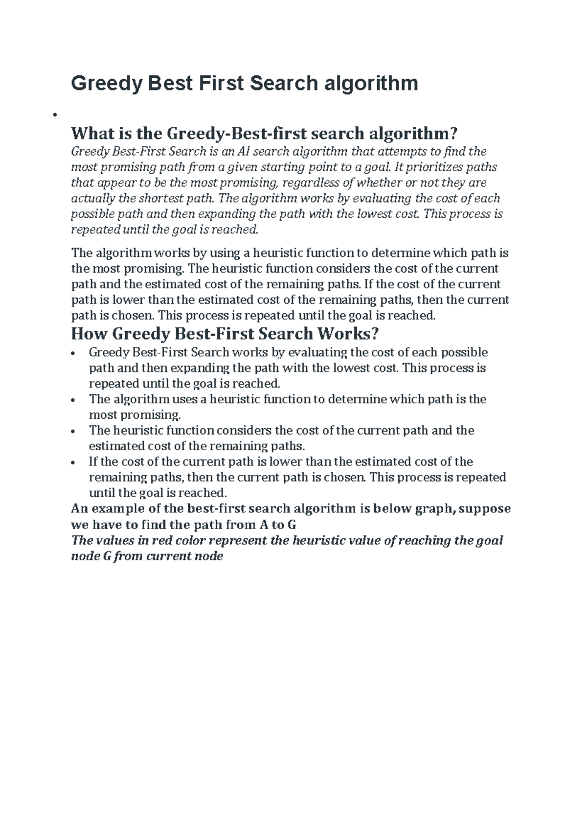 Informed Search Algorithms Greedy Best First Search Algorithm
