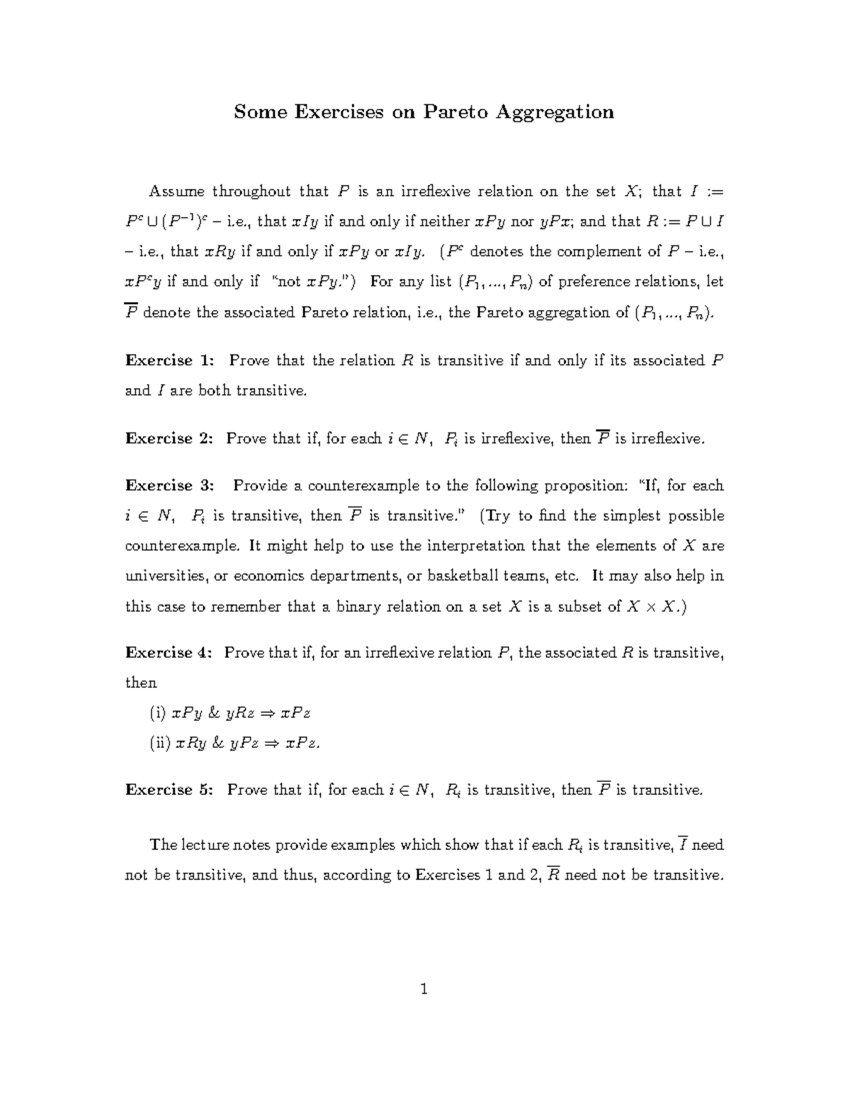 Lecture notes, lecture 29 - Pareto exercises - Some Exercises on Pareto ...
