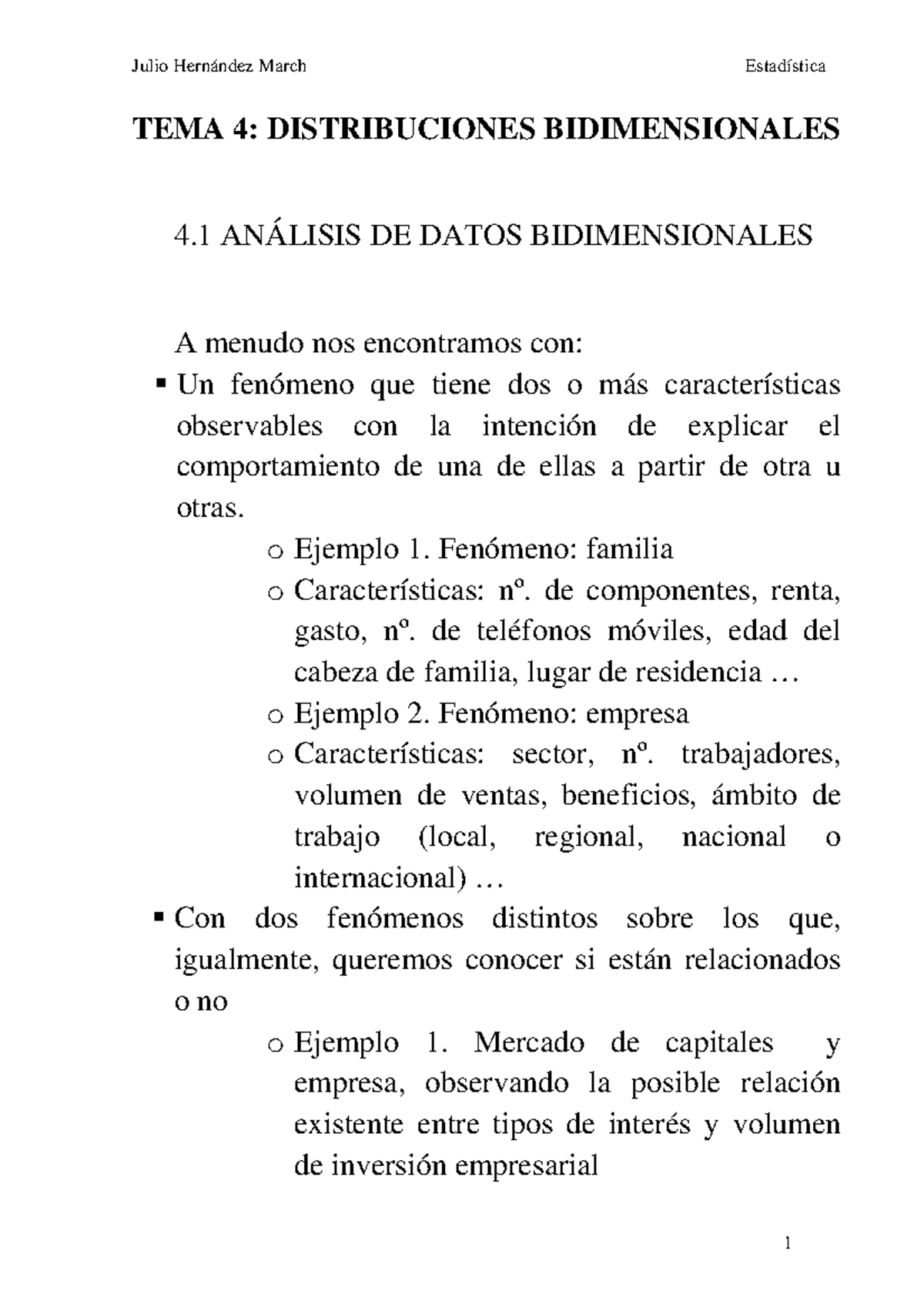 TEMA 4 - Distribucion bidimensional - TEMA 4: DISTRIBUCIONES ...