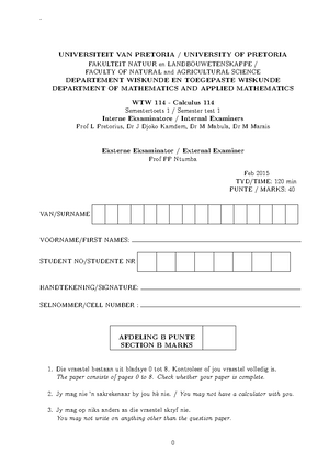 WTW 114 QUIZ 3 Session 1 MEMO For Click UP - WTW114 - Studocu