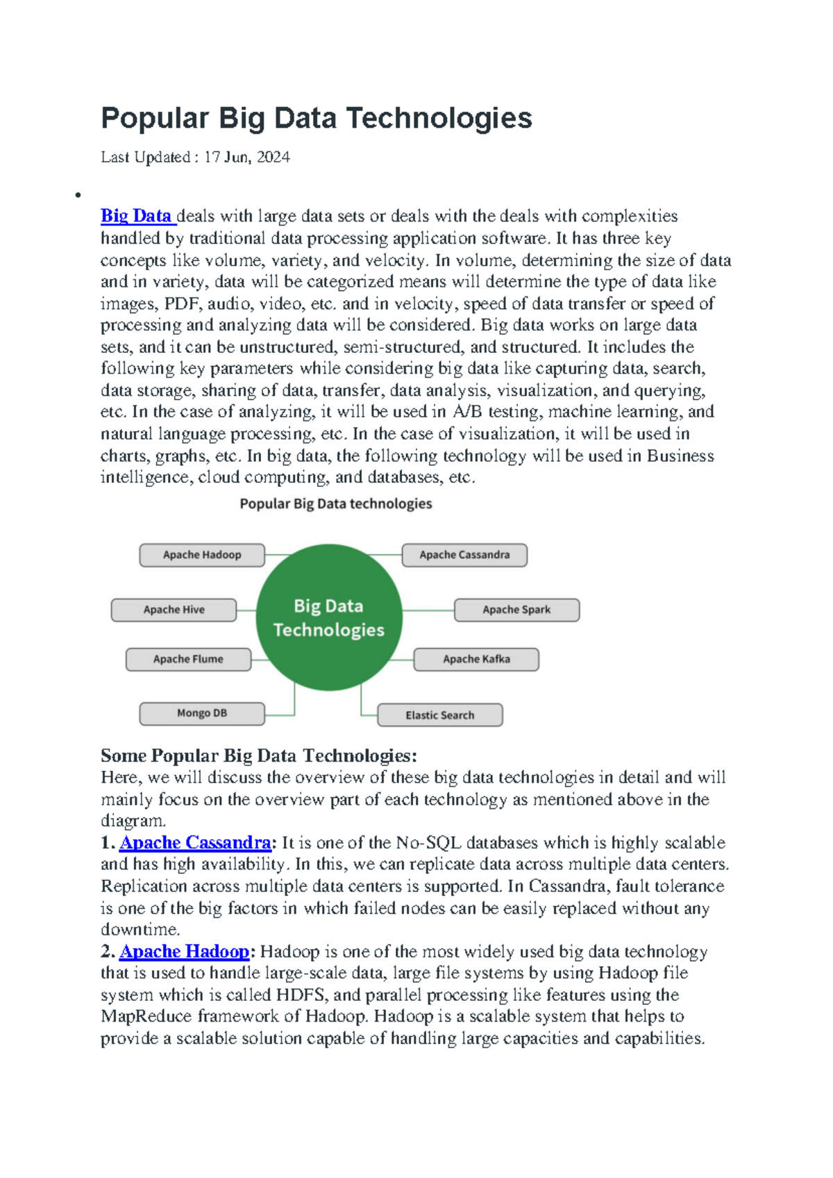 Big Data Short Notes - Popular Big Data Technologies Last Updated : 17 ...