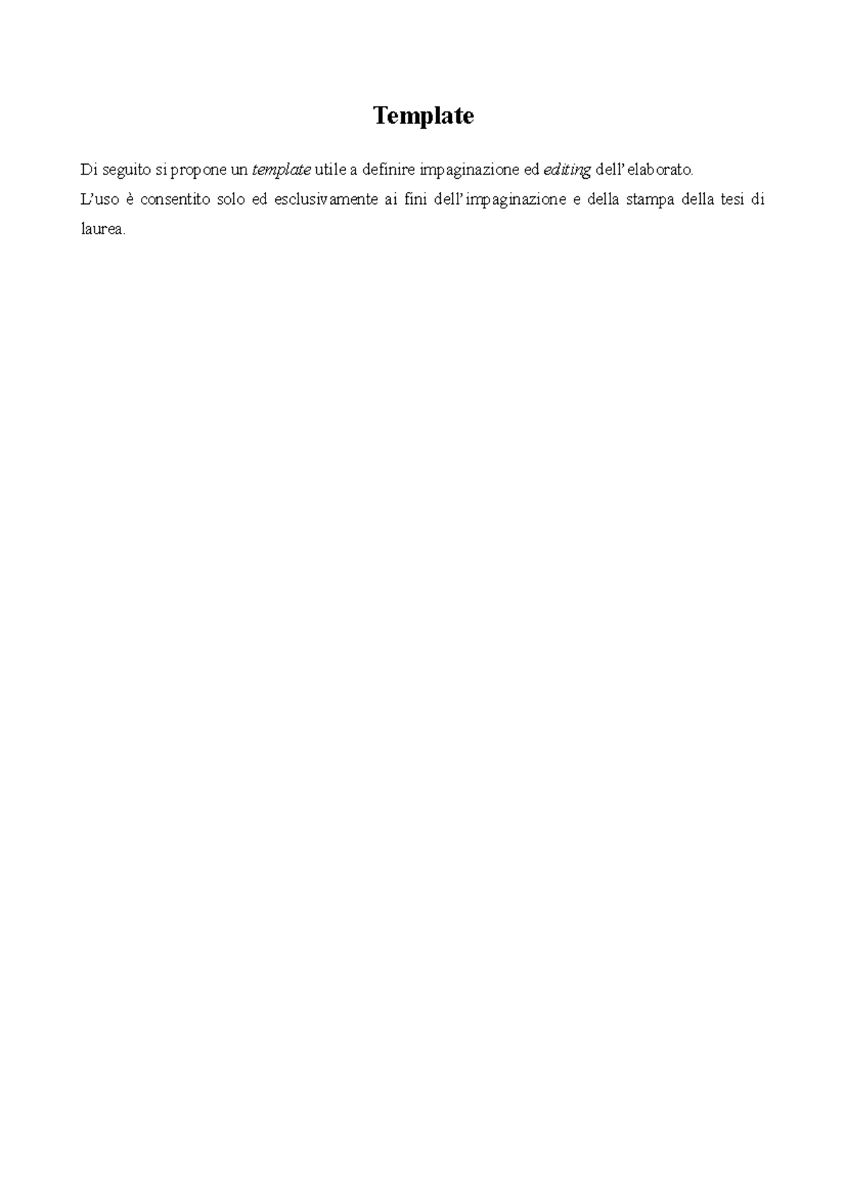 Template tesi triennale - Template Di seguito si propone un template ...