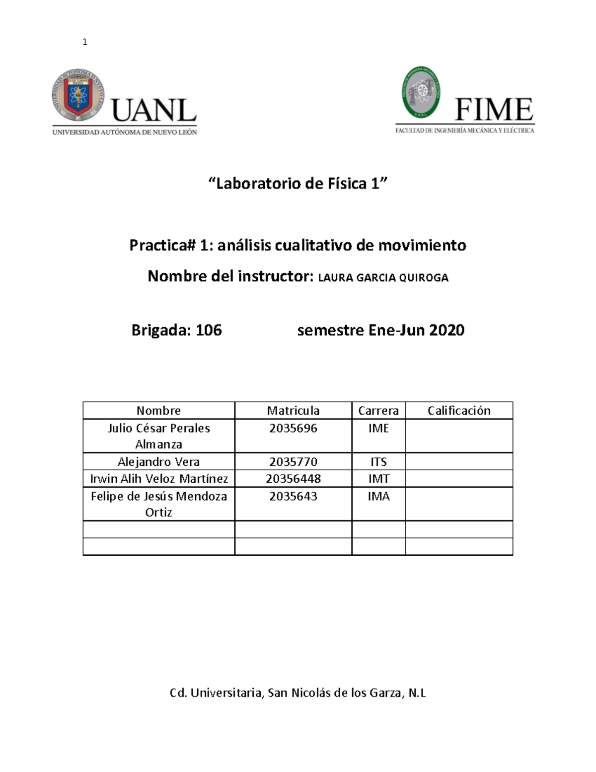 Fisica Laboratorio Reporte #1 - Warning: TT: undefined function: 32 Warning: TT: undefined ...