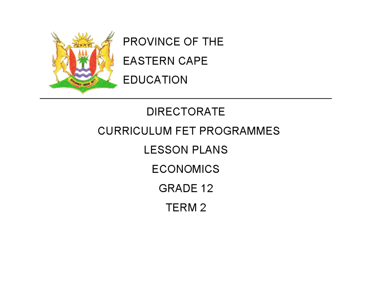 25.69-Final Econ Lesson Plans Gr12 Term 2 - PROVINCE OF THE EASTERN ...