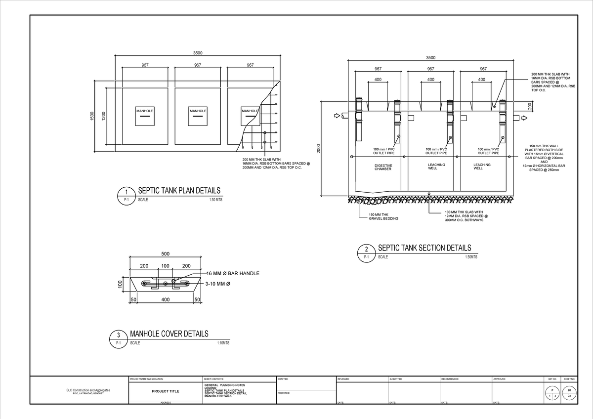 Drawing 1-Layout 1 - Typical Septic tank design - 3500 967 967 967 ...
