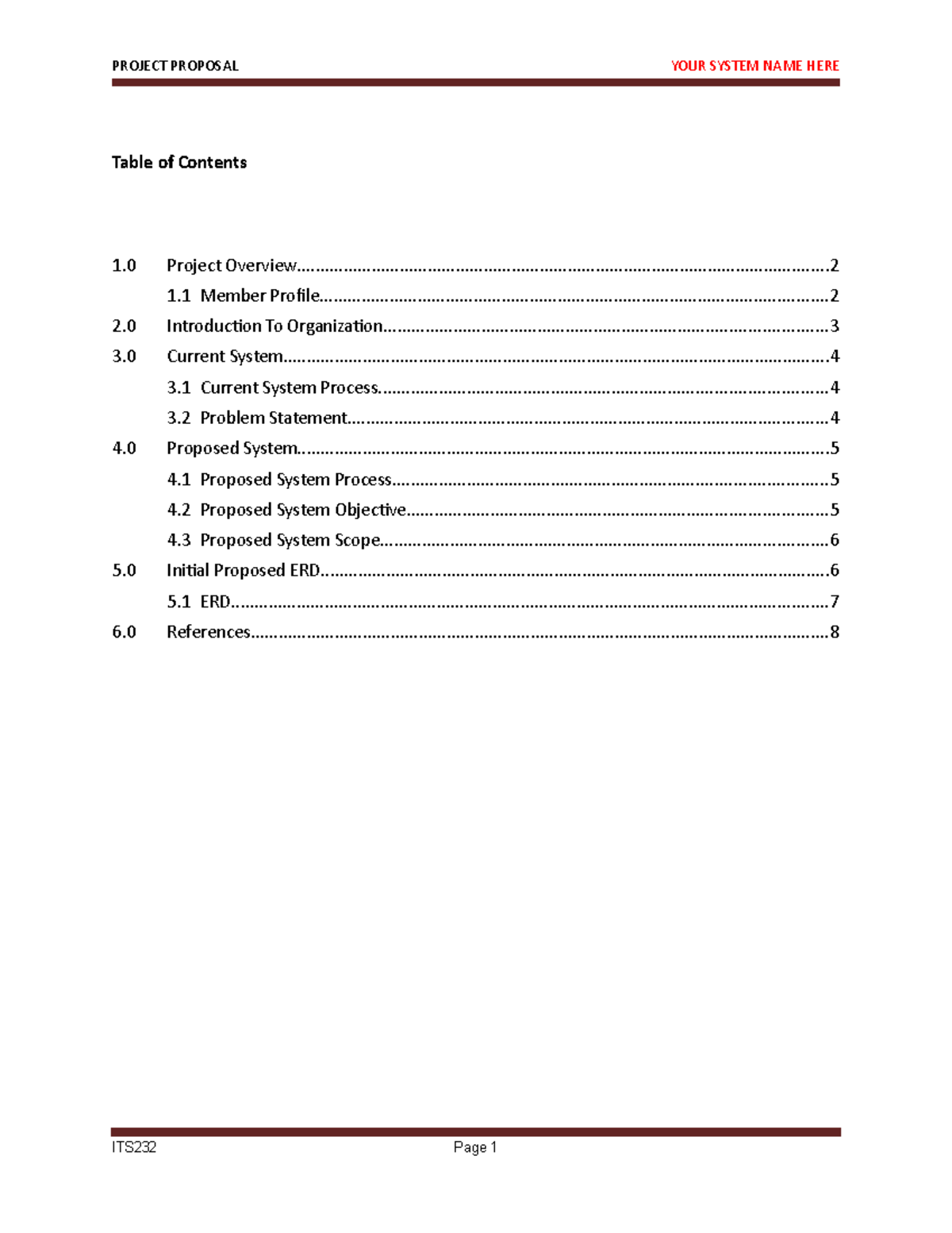 4 proposal overview 2019 - Table of Contents 1 Project - Studocu