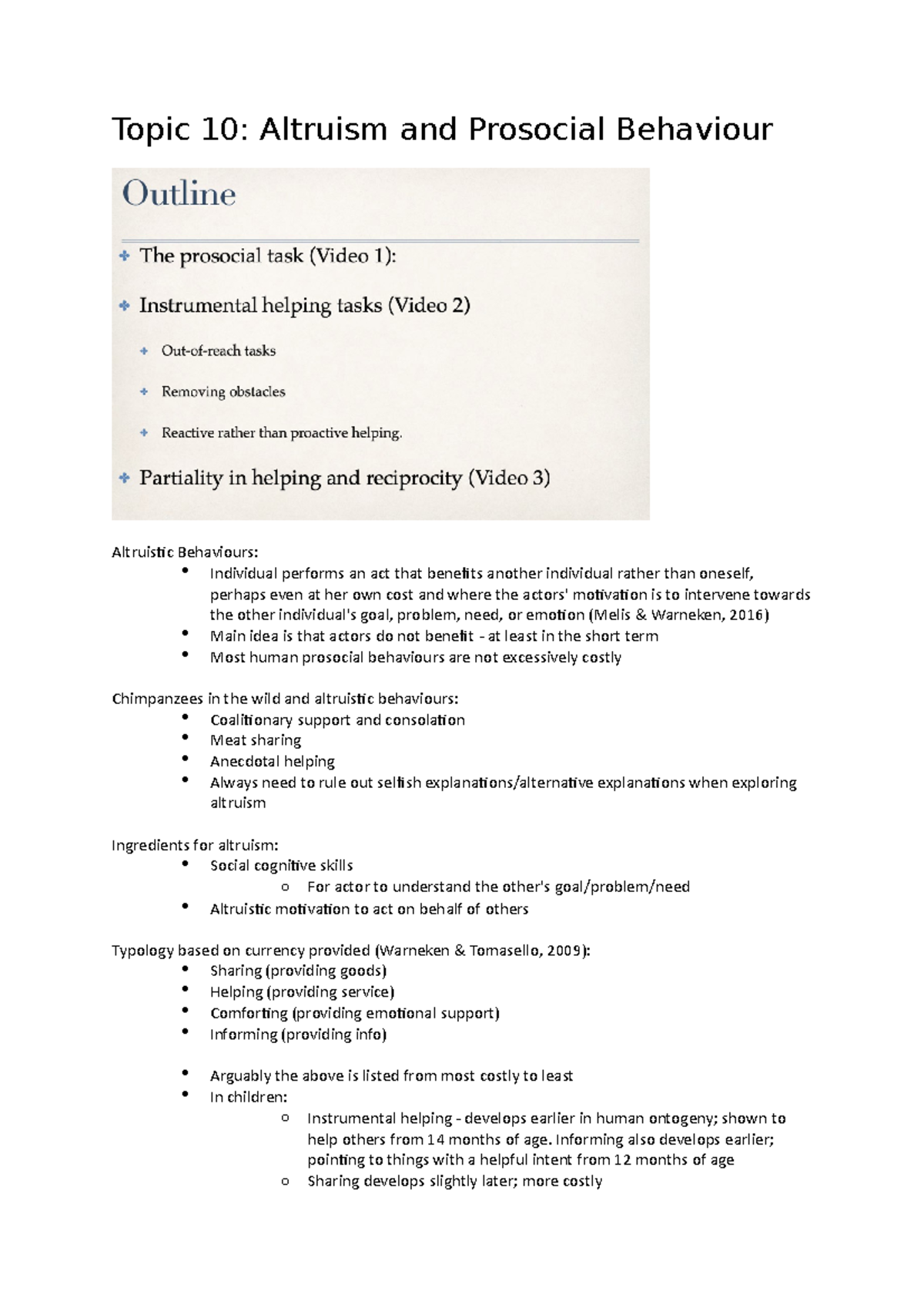 Lecture 10 - Social Psychology Notes - Topic 10: Altruism and Prosocial ...